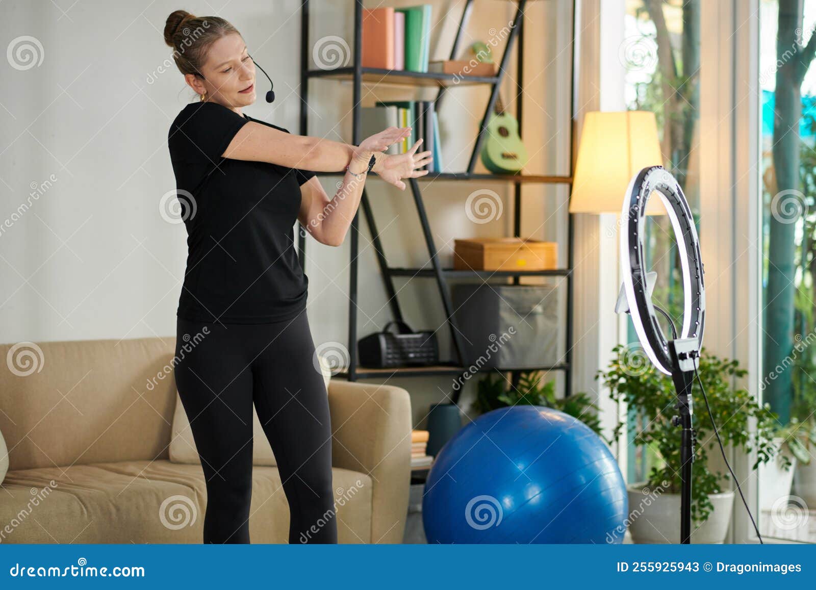 Fitness Blogger Recording Video Stock Image - Image of trainer ...