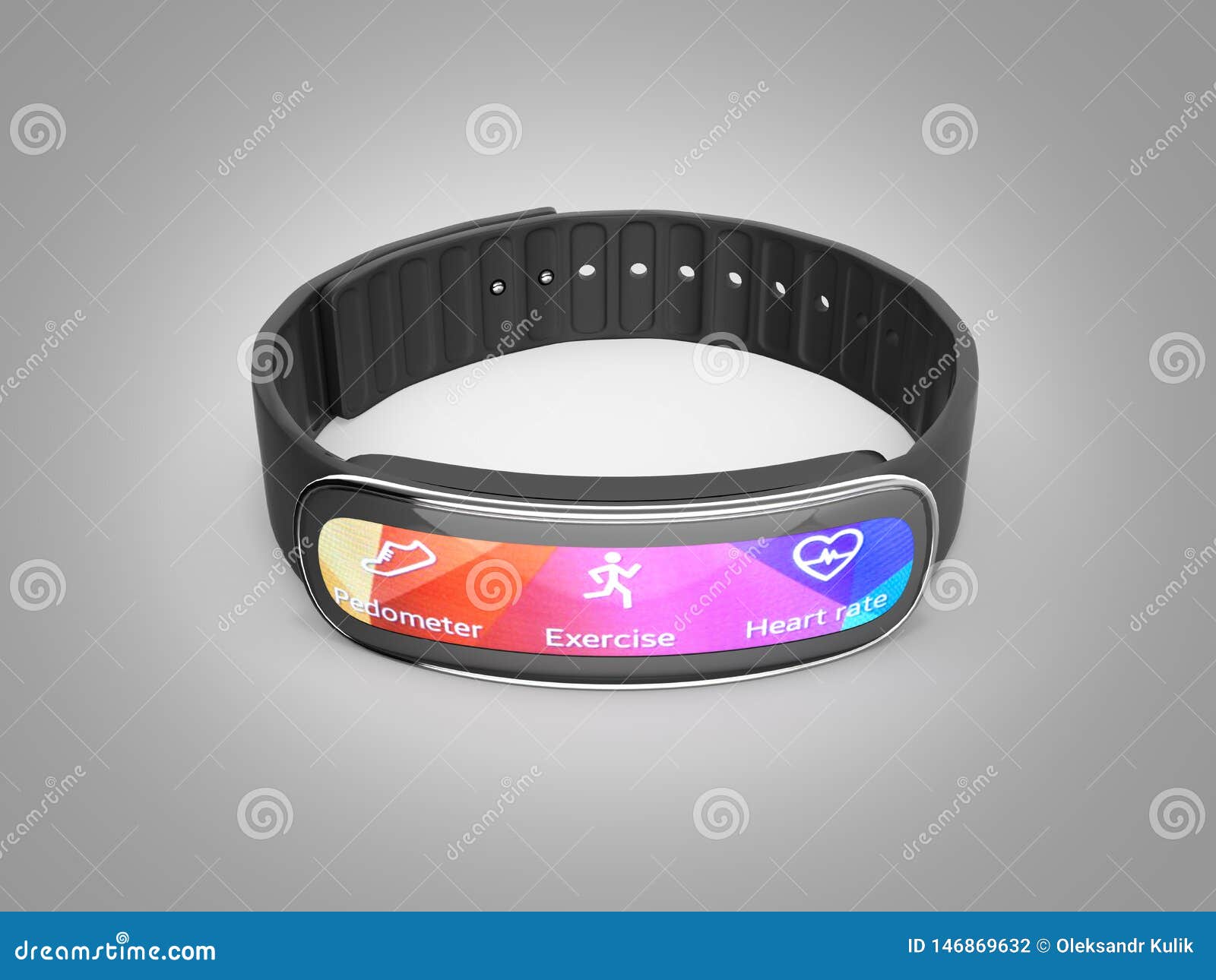 Fitness Bracelet Smart Watch Isolated on Grey Gradient Background 3d ...