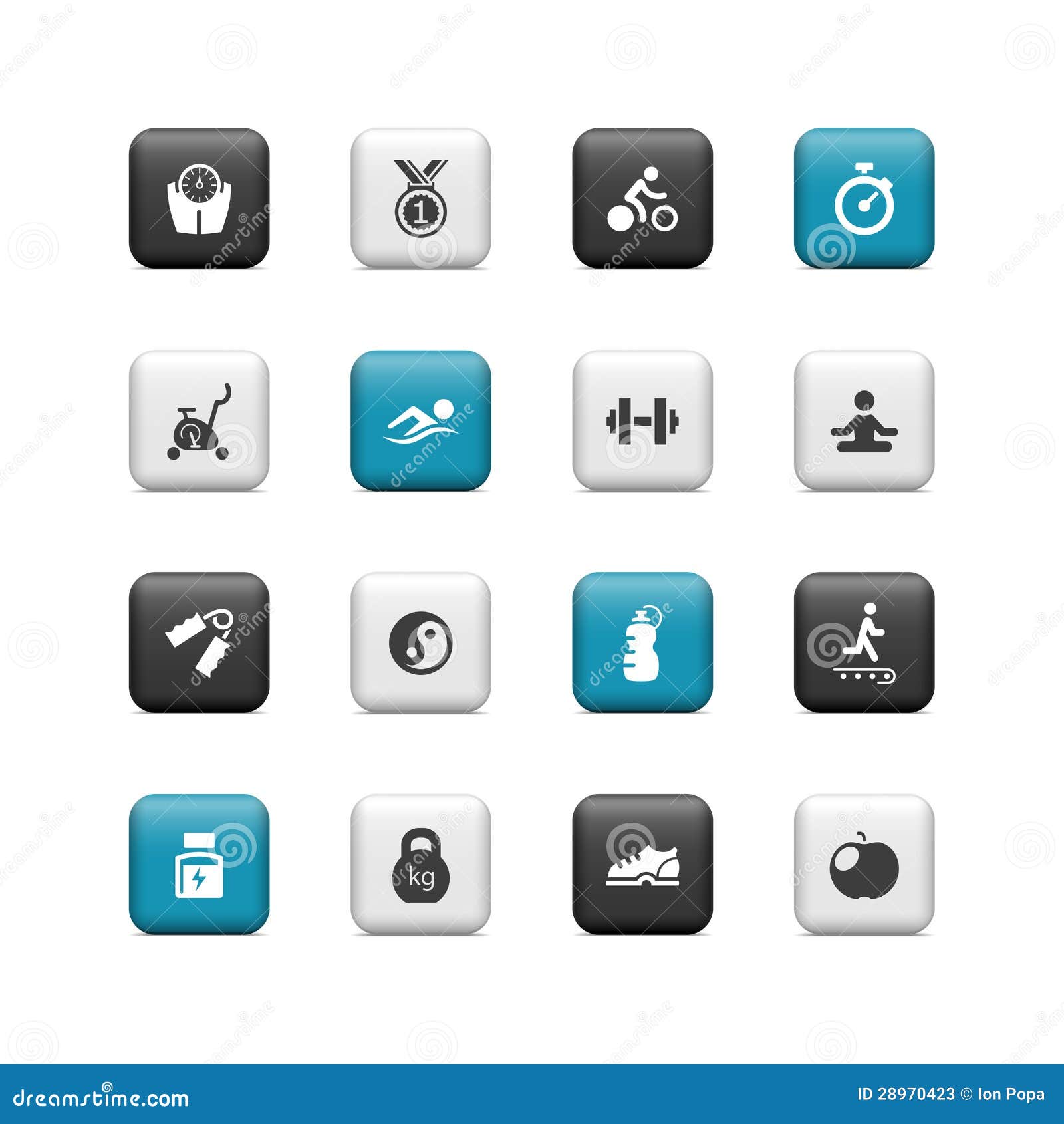 Fitness buttons stock vector. Illustration of diet, exercises - 28970423