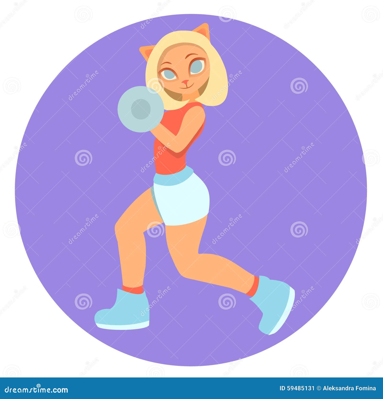 Fitness cat. stock vector. Illustration of cute, cartoon - 59485131