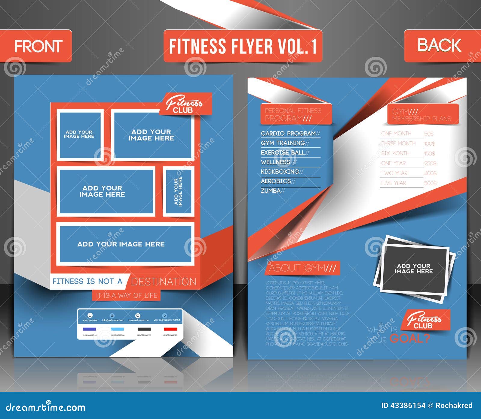 Fitness Center Flyer stock vector. Illustration of brouchure - 43386154