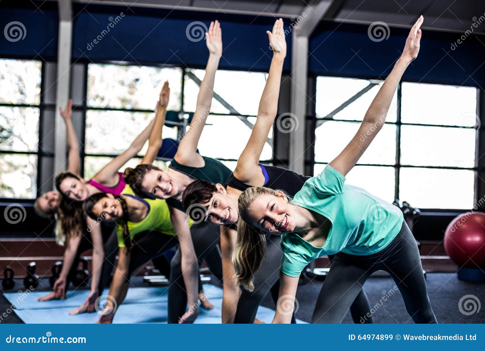 Fitness Class Doing Exercises Stock Image - Image of room, happy: 64974899