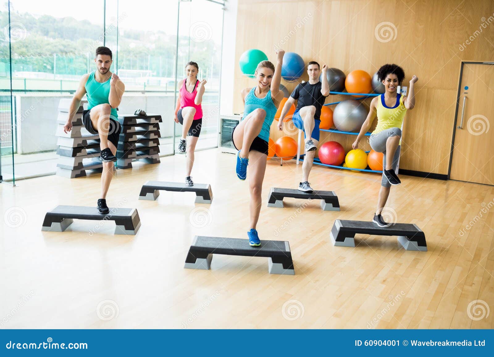 Fitness Class Exercising in the Studio Stock Image - Image of ...