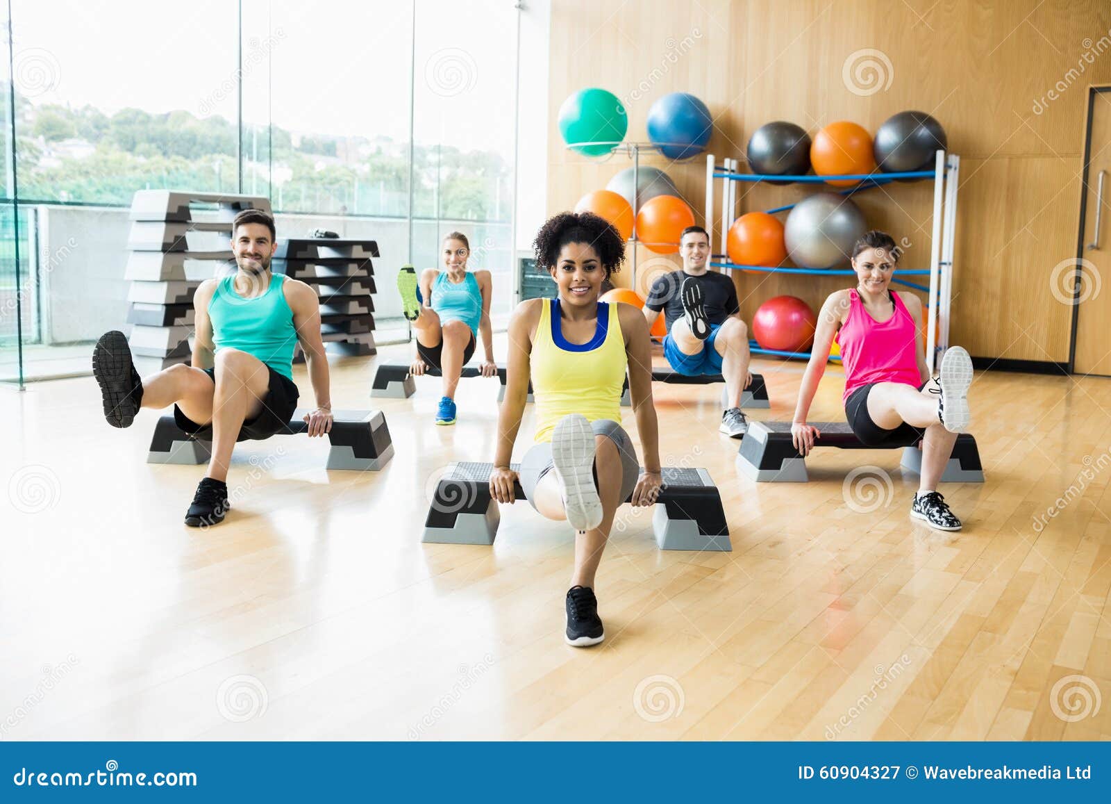 Fitness Class Exercising in the Studio Stock Image - Image of ...