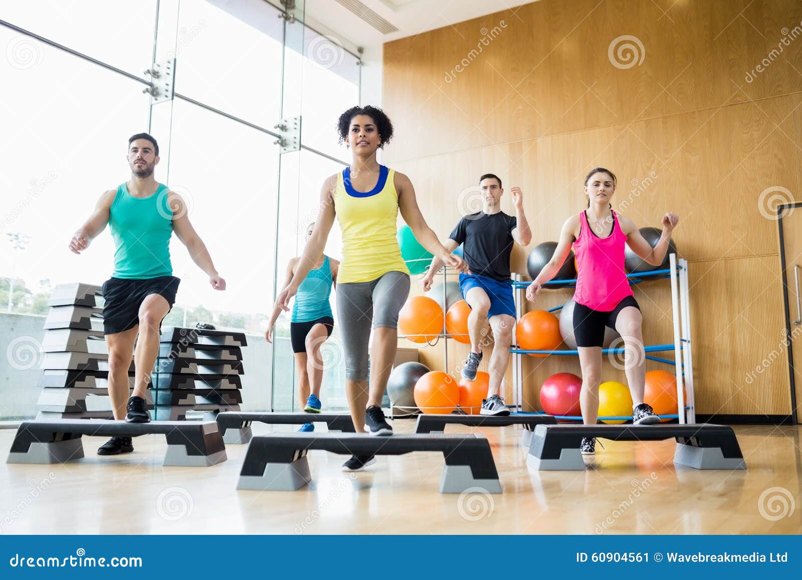 Fitness Class Exercising in the Studio Stock Image - Image of health ...