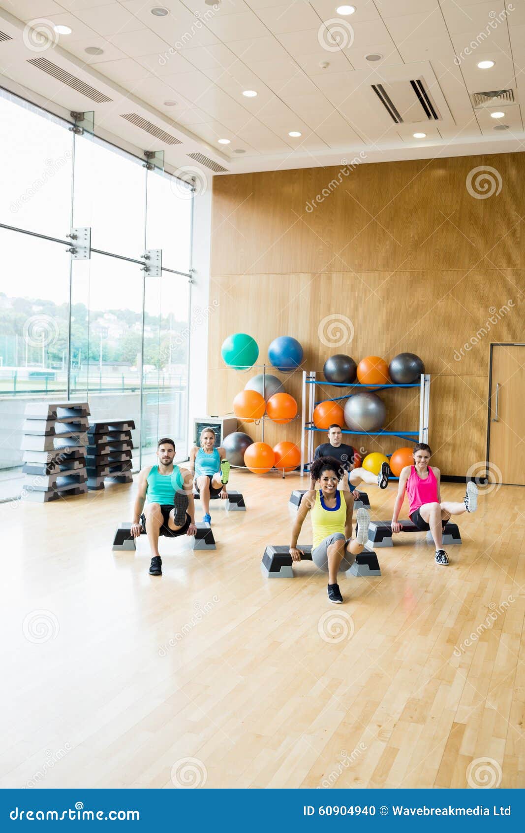Fitness Class Exercising in the Studio Stock Photo - Image of indoors ...