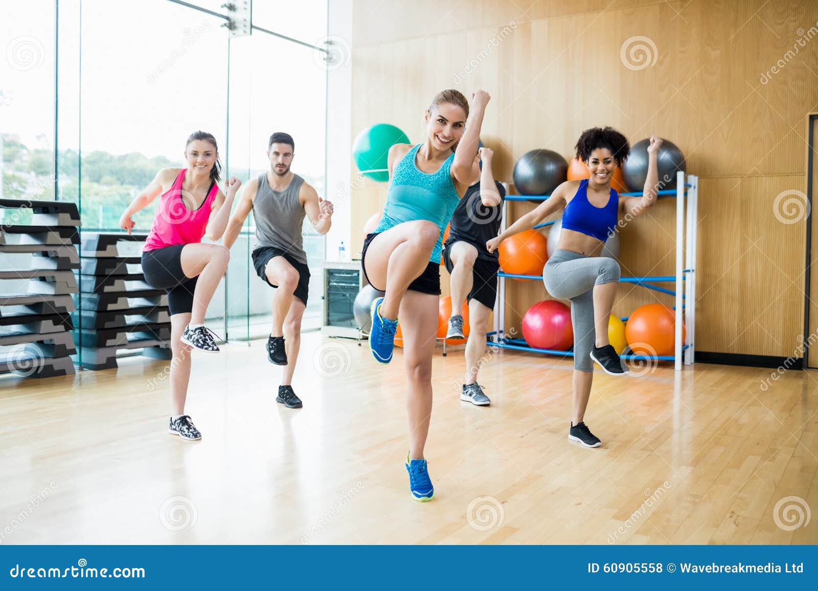 Fitness Class Exercising in the Studio Stock Photo - Image of energy ...