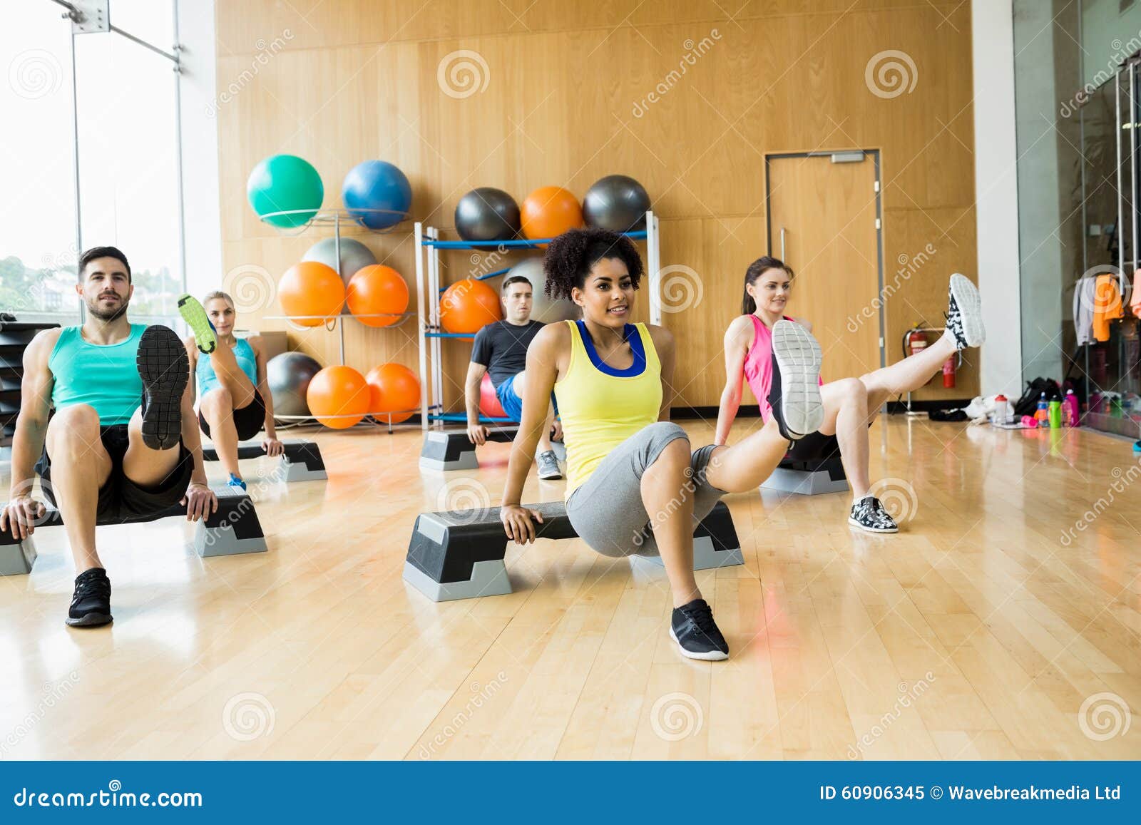 Fitness Class Exercising in the Studio Stock Image - Image of female ...