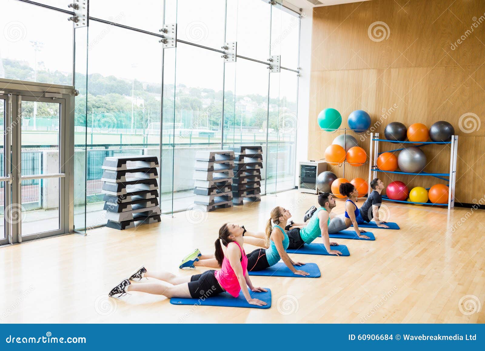 Fitness Class Exercising in the Studio Stock Photo - Image of active ...