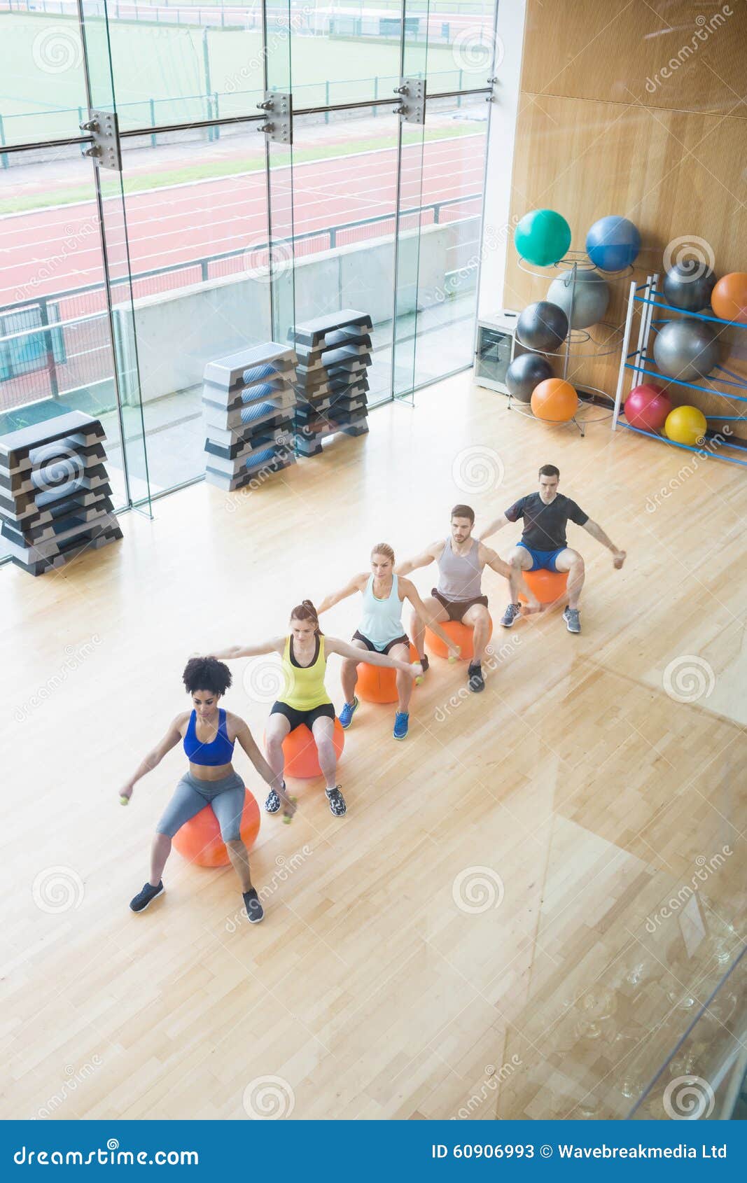 Fitness Class Exercising in the Studio Stock Image - Image of muscle ...