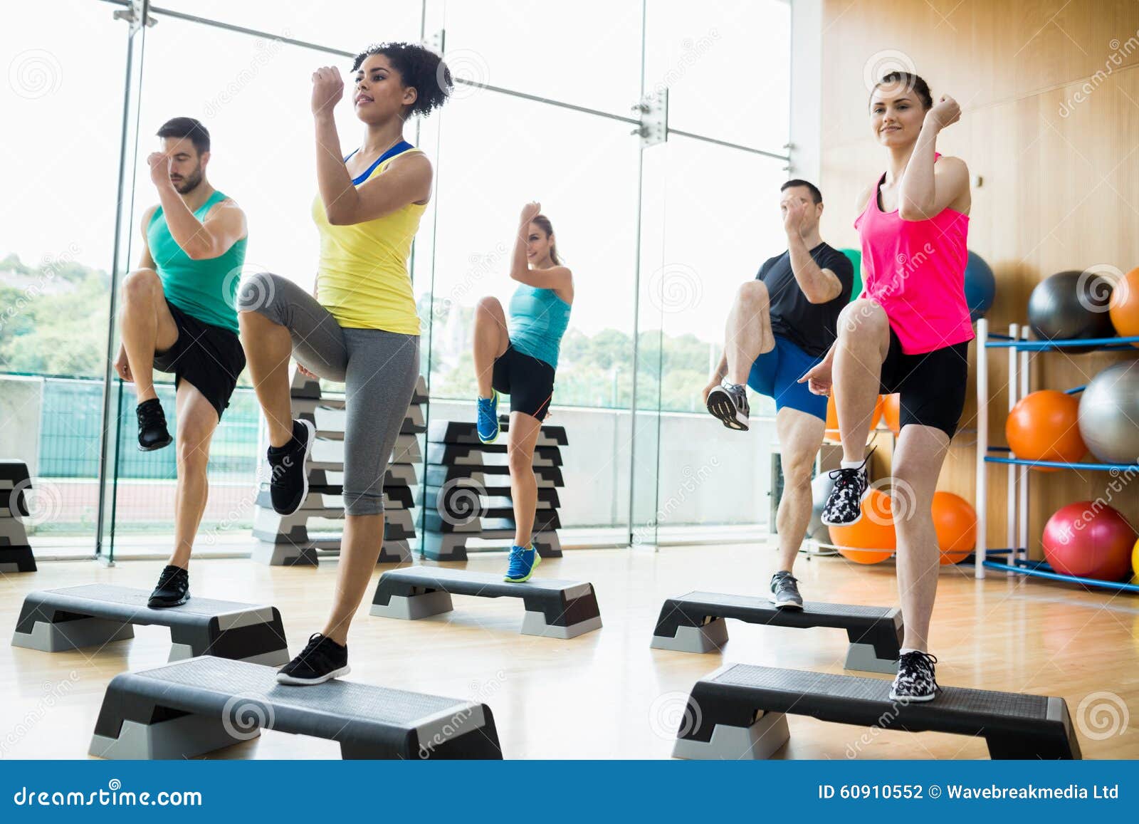 Fitness Class Exercising in the Studio Stock Photo - Image of physical ...