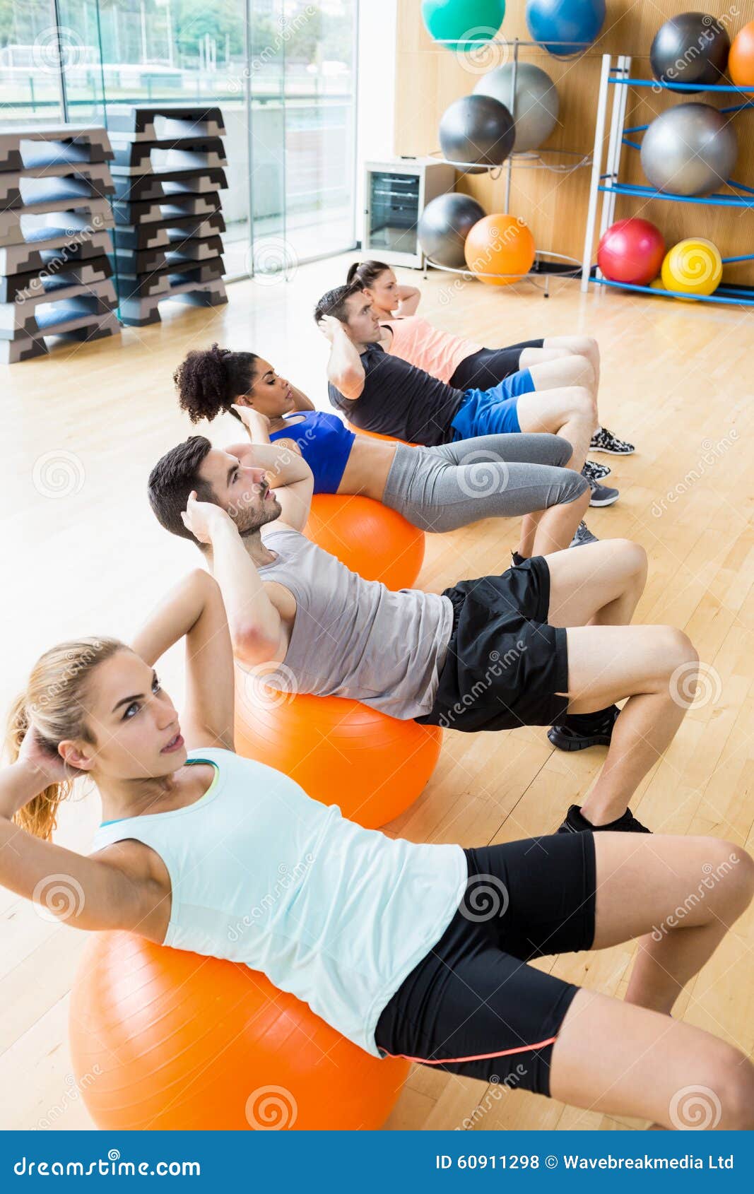 Fitness Class Exercising in the Studio Stock Photo - Image of body ...