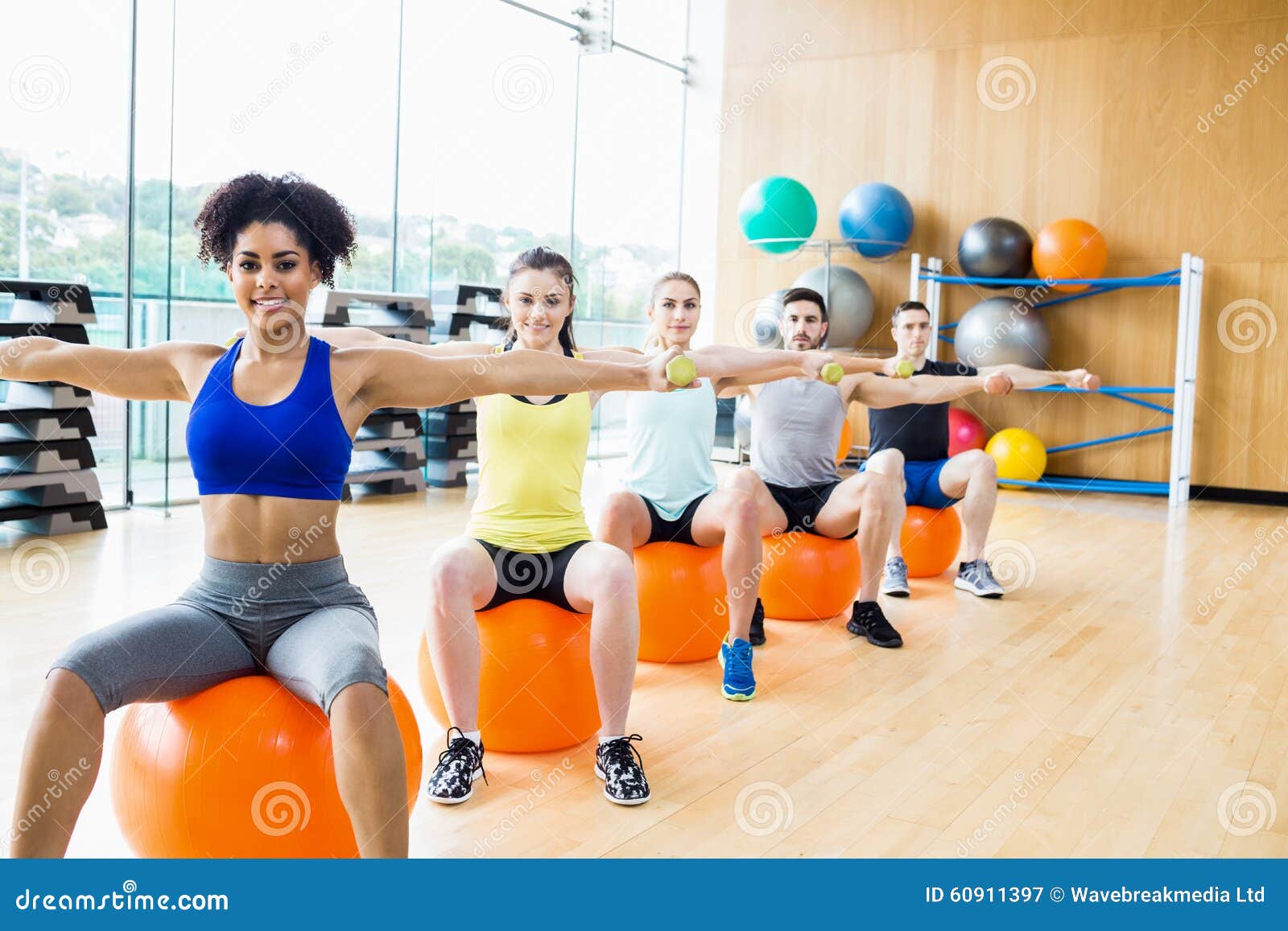 Fitness Class Exercising in the Studio Stock Image - Image of female ...