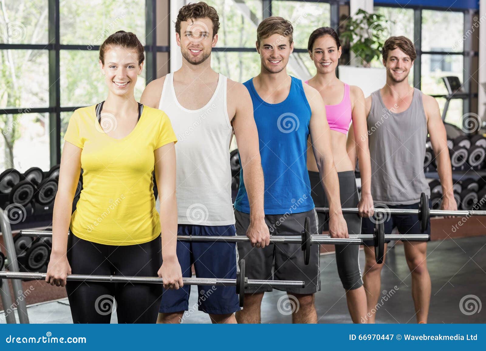 Fitness Class Lifting Barbell Stock Image - Image of adult, equipment ...