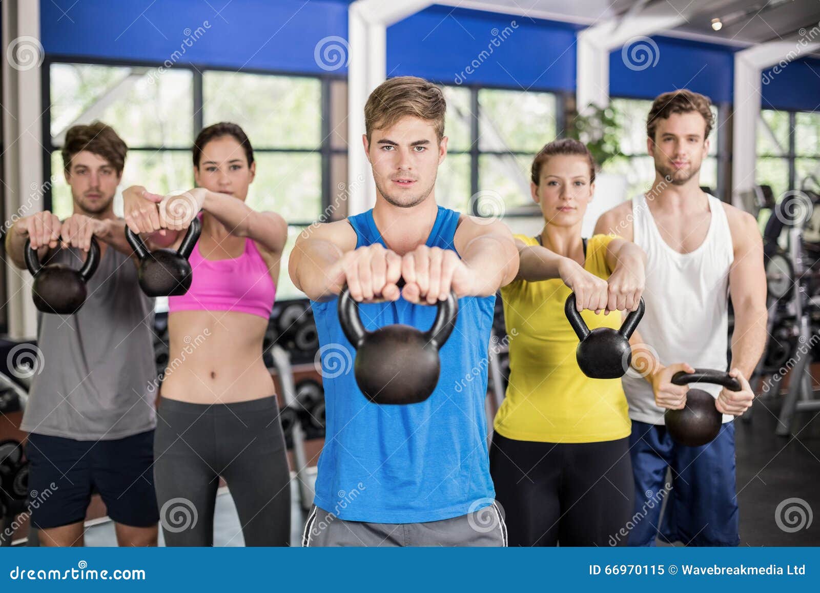 Fitness Class Lifting Dumbbells Stock Image - Image of club, dumbbell ...