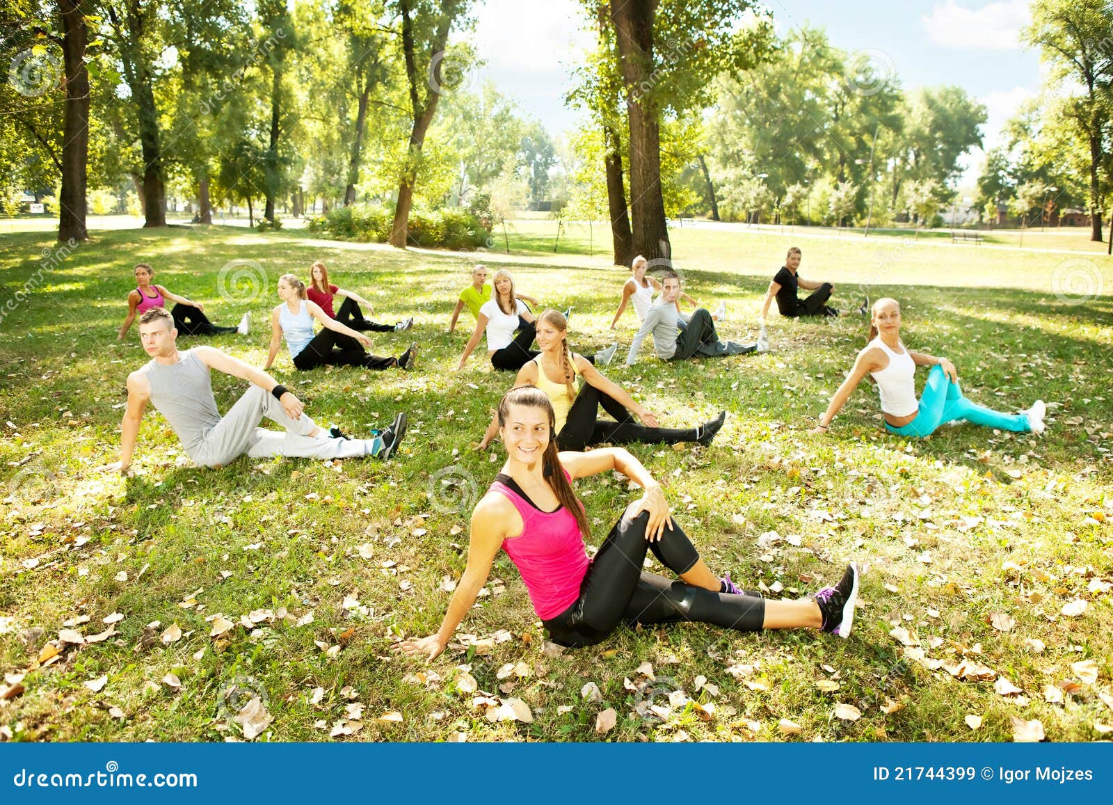 Fitness class, outdoor stock image. Image of body, nature - 21744399