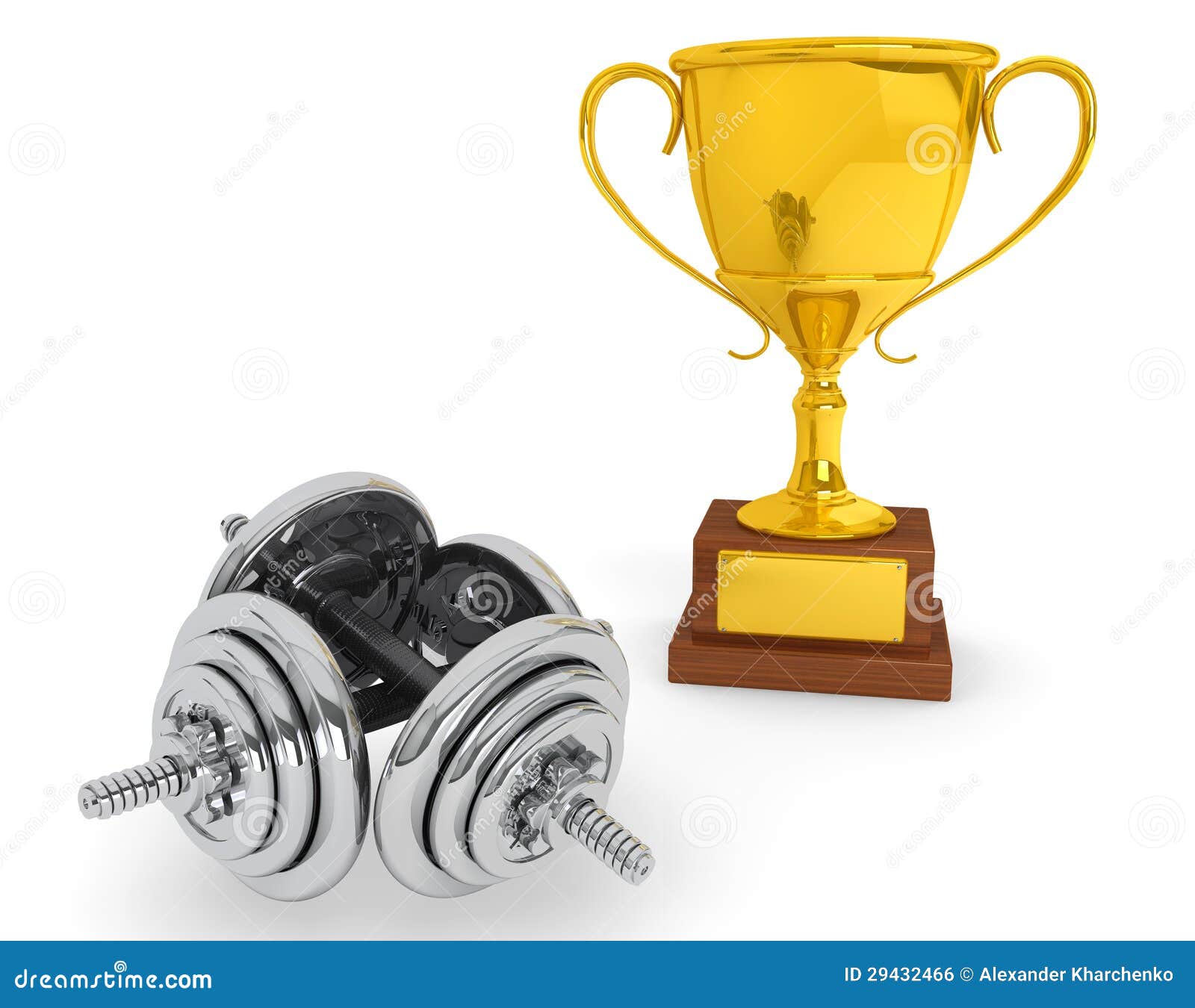 Fitness Concept. Dumbbells with Trophy Stock Illustration ...