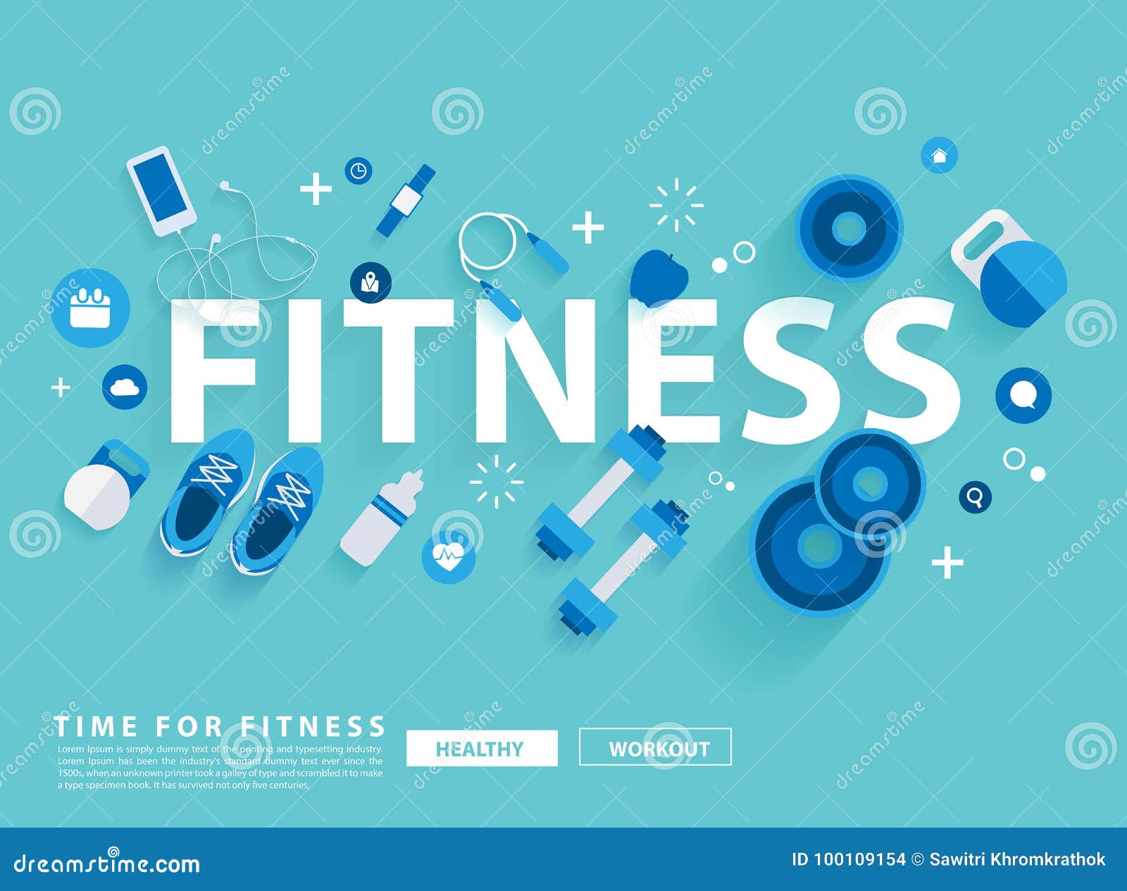 Fitness Concept Workout with Equipment Stock Vector - Illustration of ...