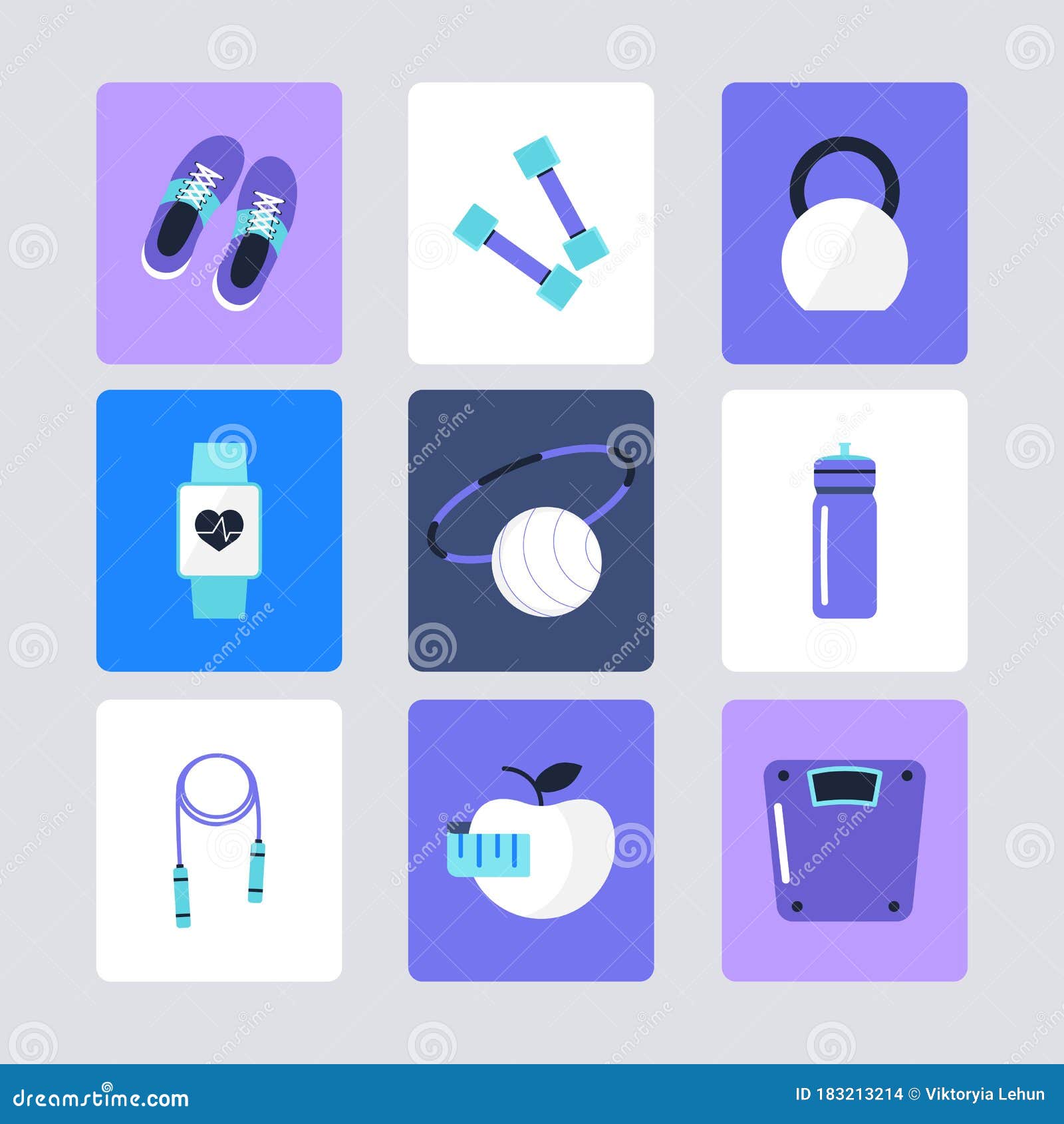 Fitness and Diet Icon Set in Black. Stock Vector - Illustration of ...