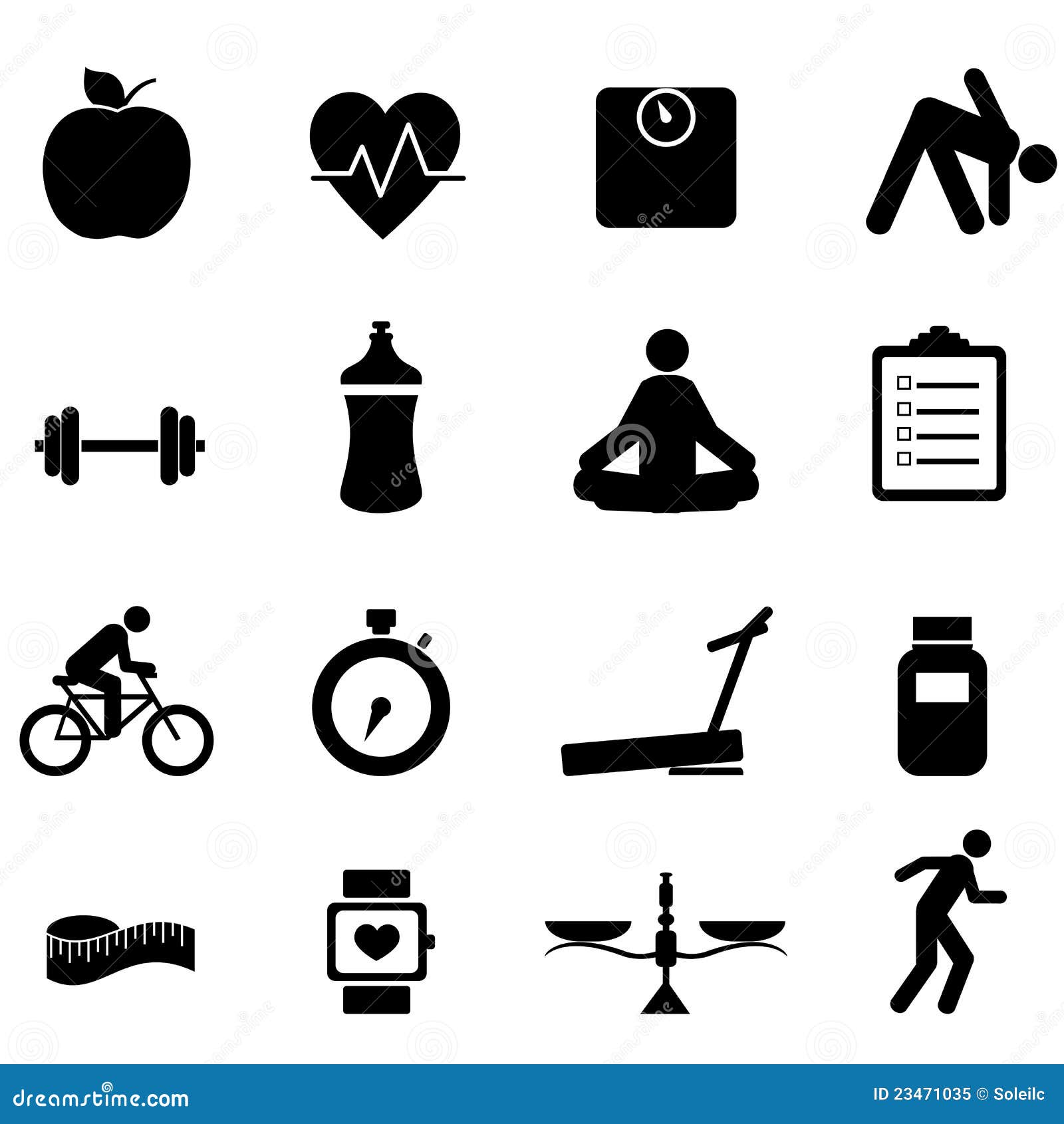 Fitness and diet icons stock vector. Illustration of scale - 23471035