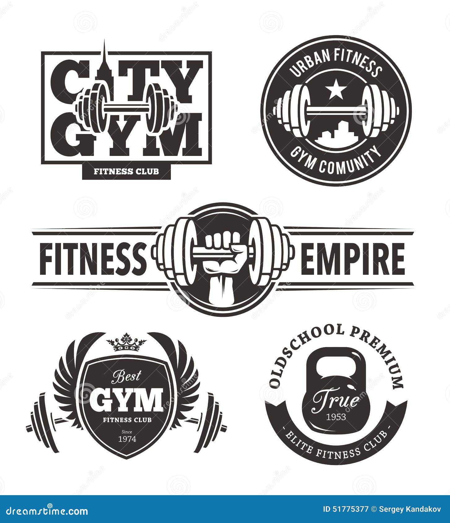 Fitness Emblems Set stock vector. Illustration of retro - 51775377