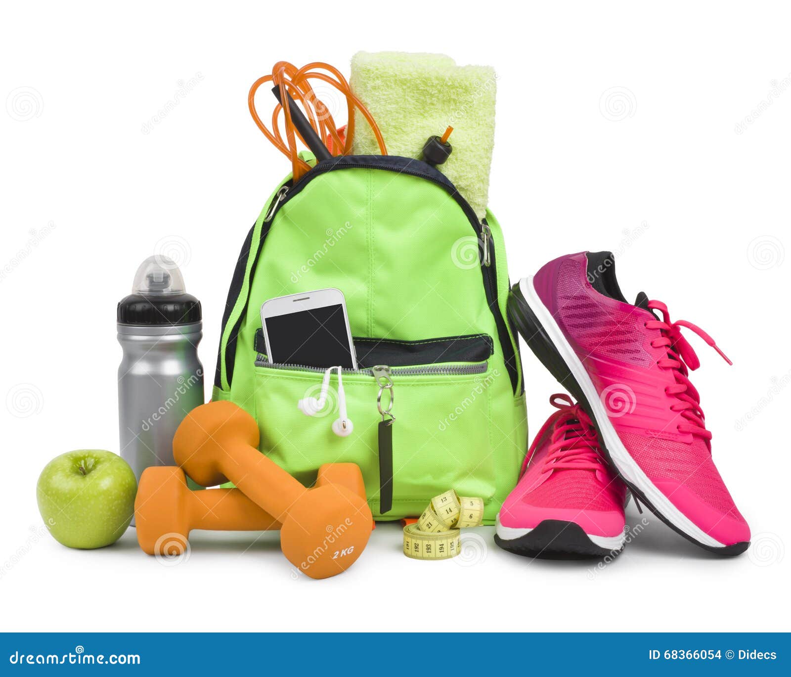 Fitness Equipment and Training Accessories on White Background Stock ...