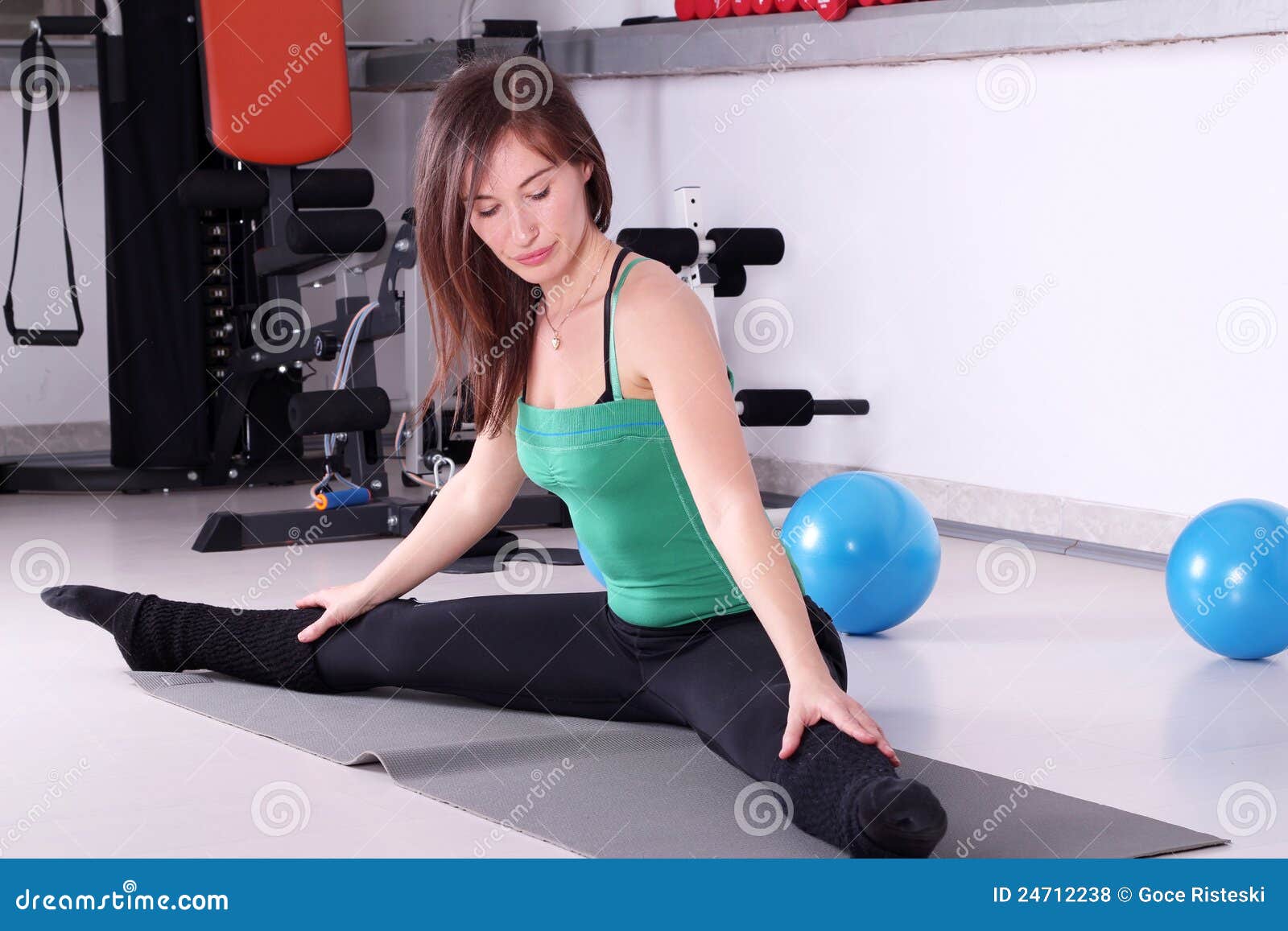 Fitness Exercise Girl Stretching Stock Photo - Image of stretching ...