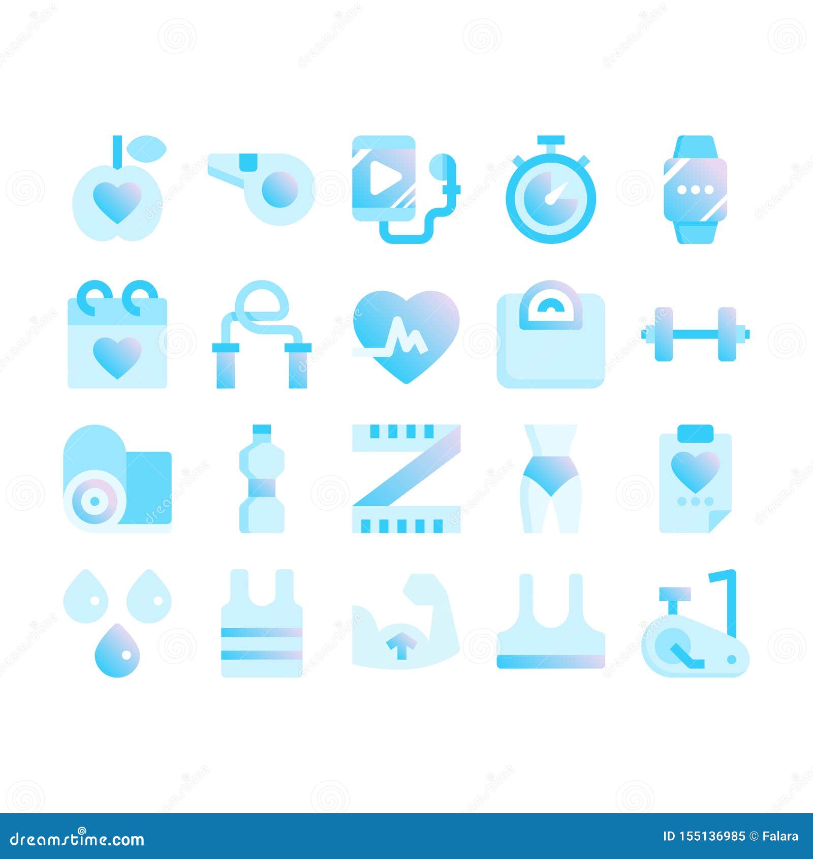 Fitness and Exercise Gradient Flat Icons Stock Vector - Illustration of ...