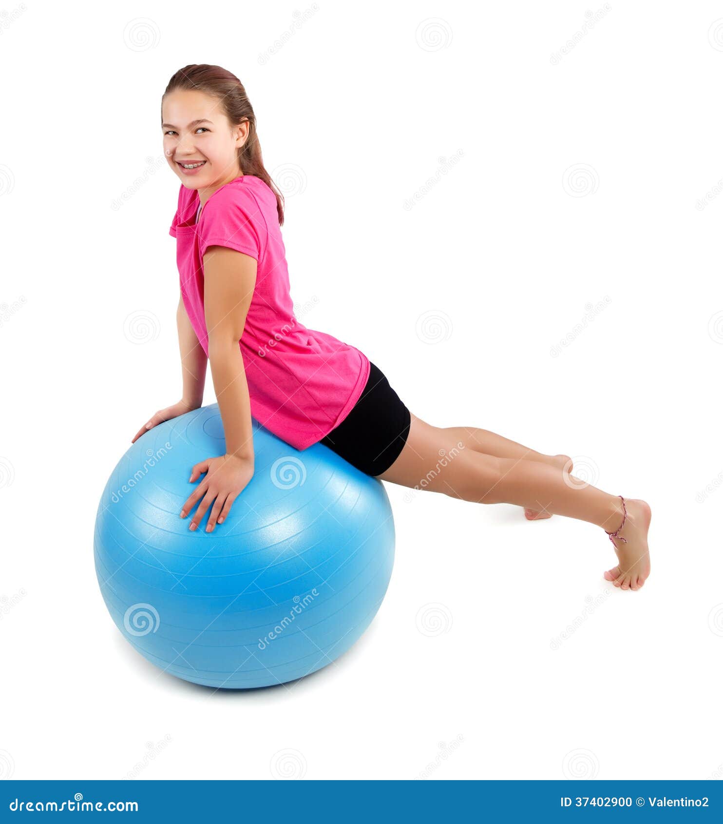 Fitness Exercises with Blue Ball Stock Photo - Image of active, healthy ...