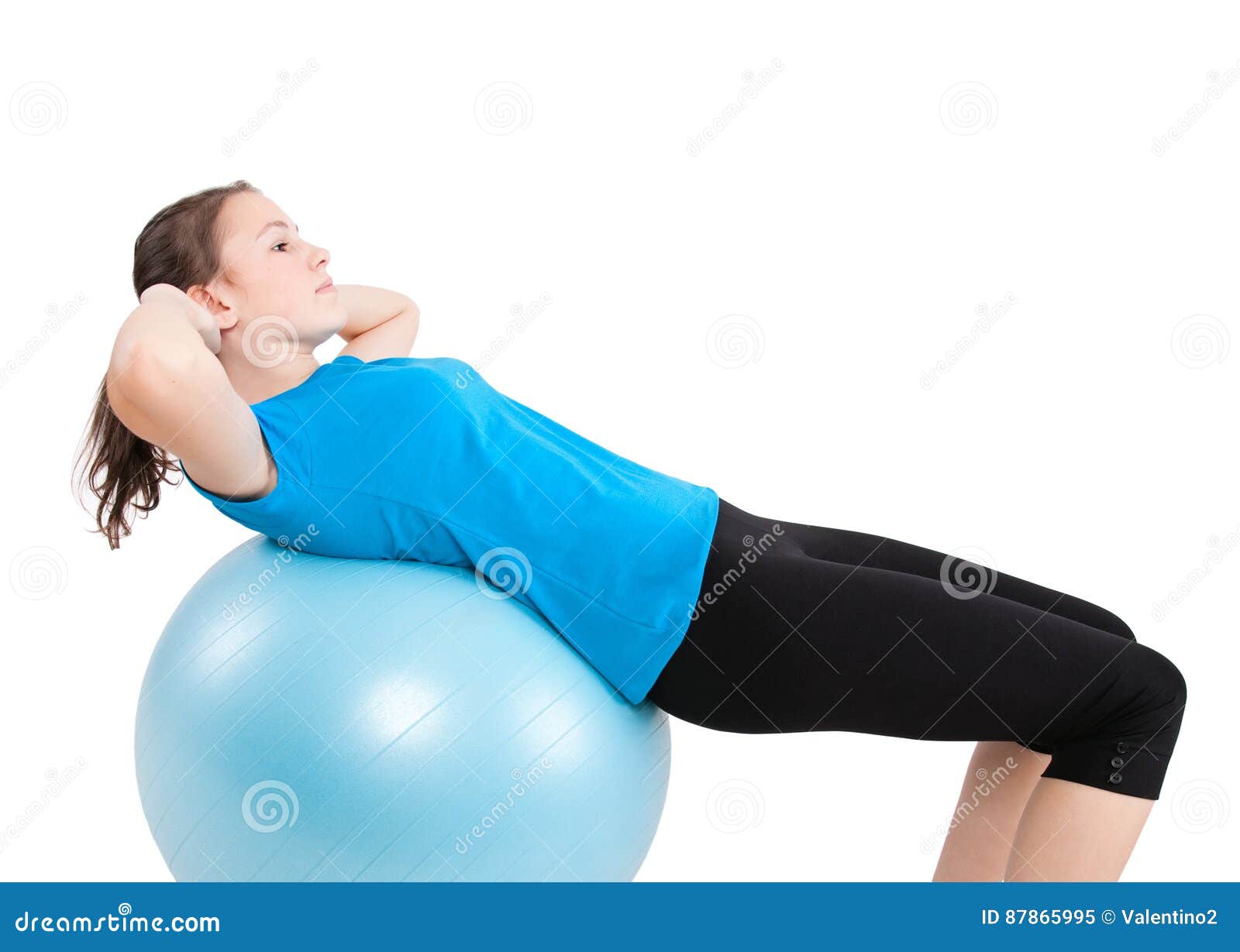 Fitness Exercises with Blue Ball Stock Image - Image of exercise ...