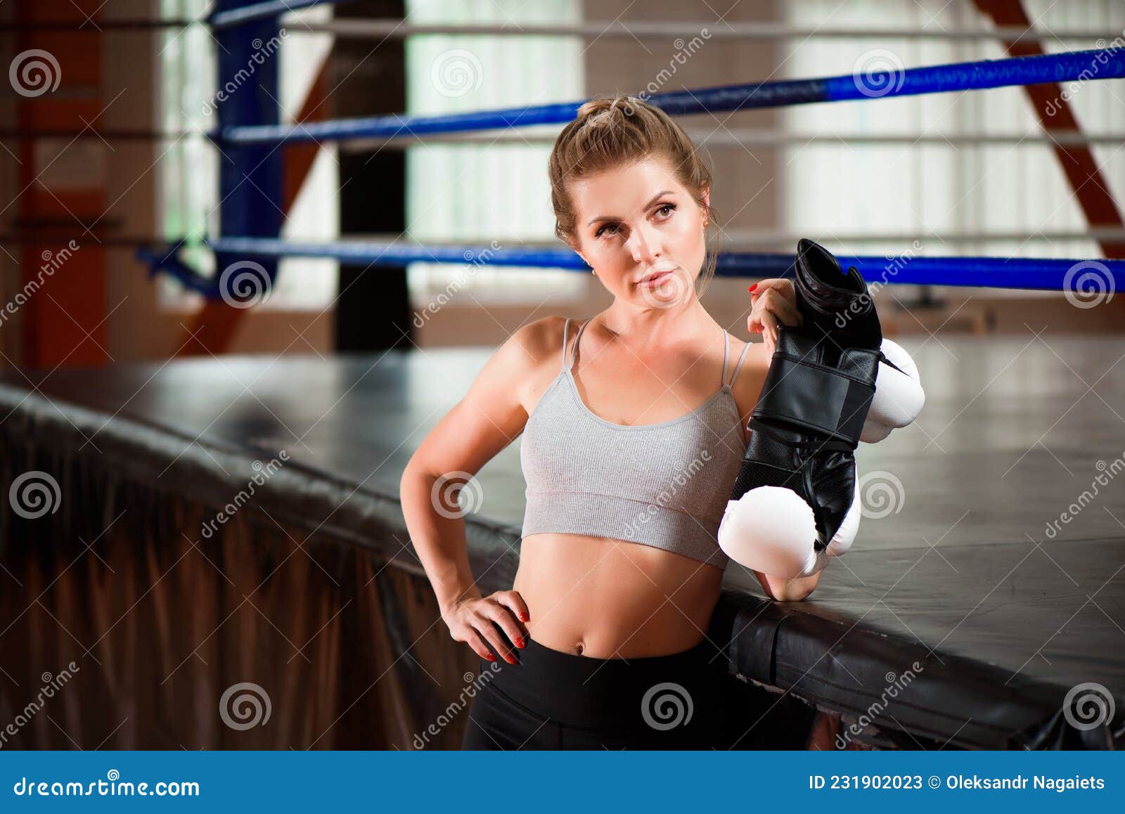 Fitness Female Getting Ready for Boxing Practice. Stock Image - Image ...