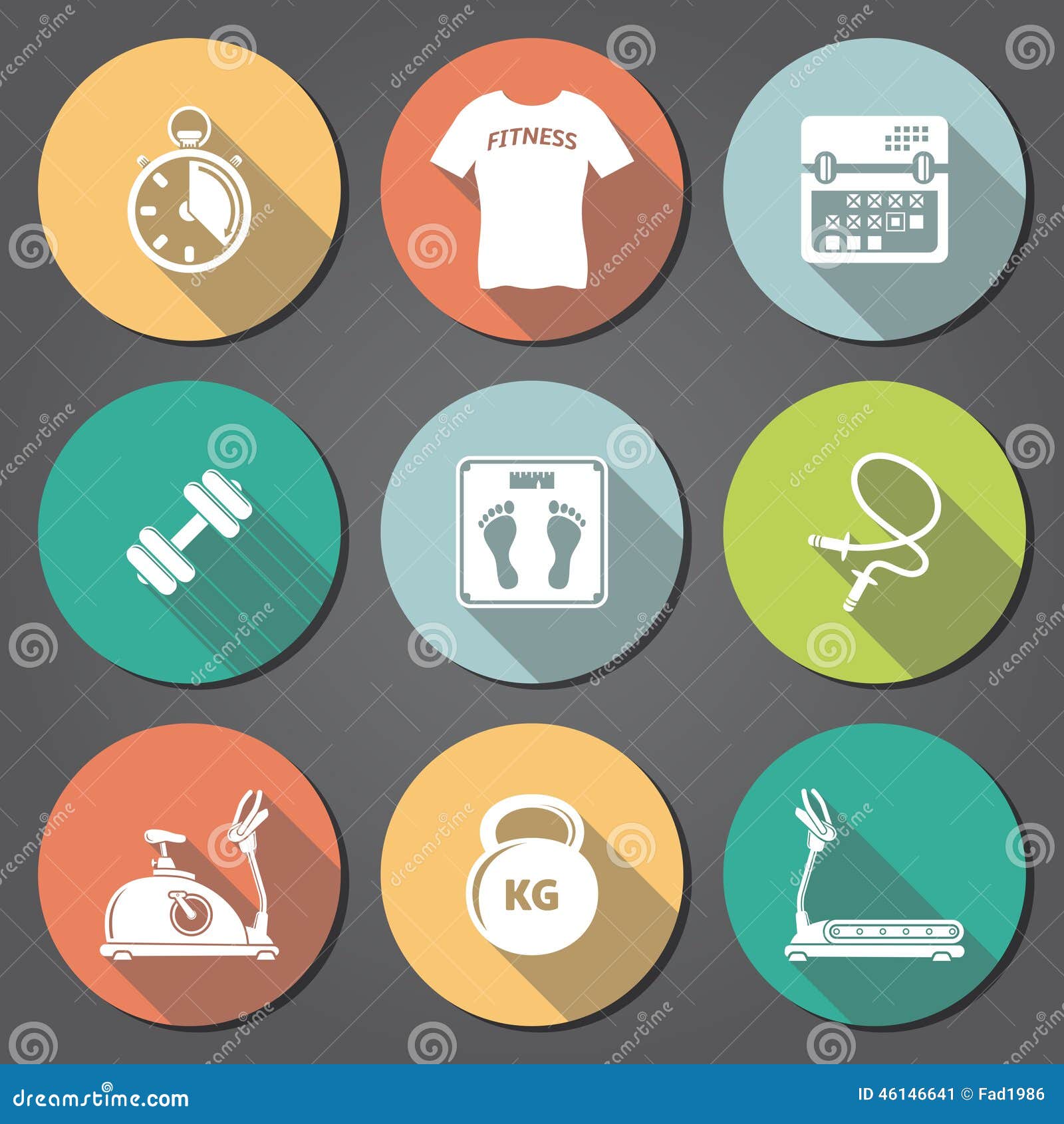 Fitness flat icons stock vector. Illustration of activity - 46146641