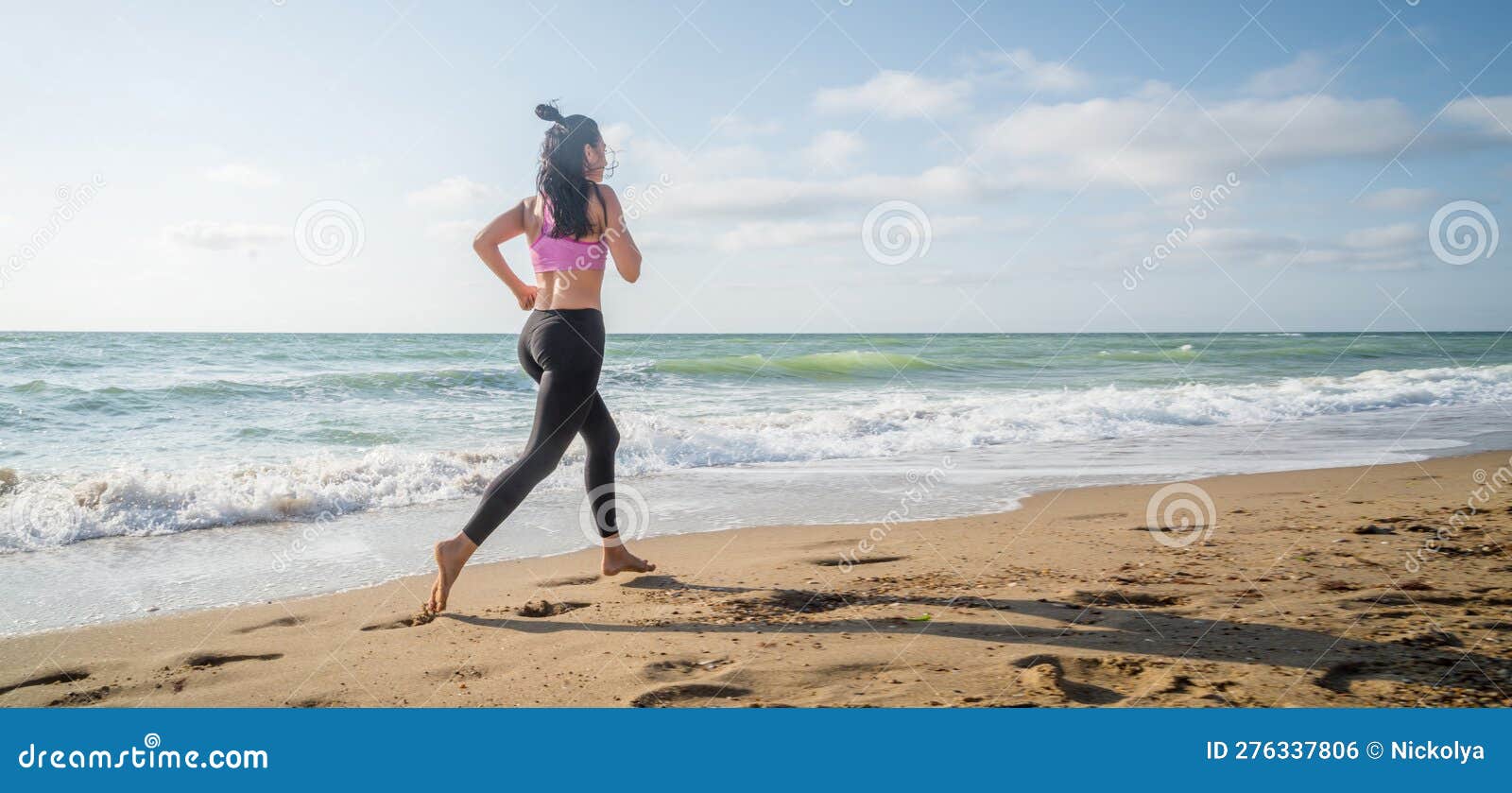 Fitness Girl Running on the Beach Stock Photo - Image of outside, girl ...