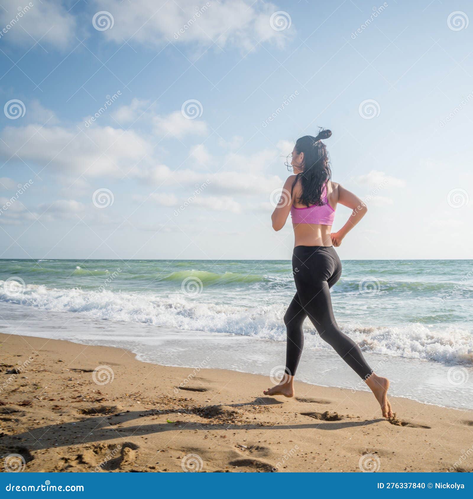 Fitness Girl Running on the Beach Stock Photo - Image of adult, healthy ...