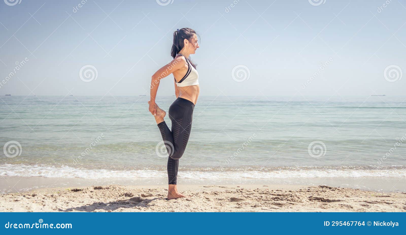 Fitness Girl Working Out on the Beach Stock Photo - Image of person ...