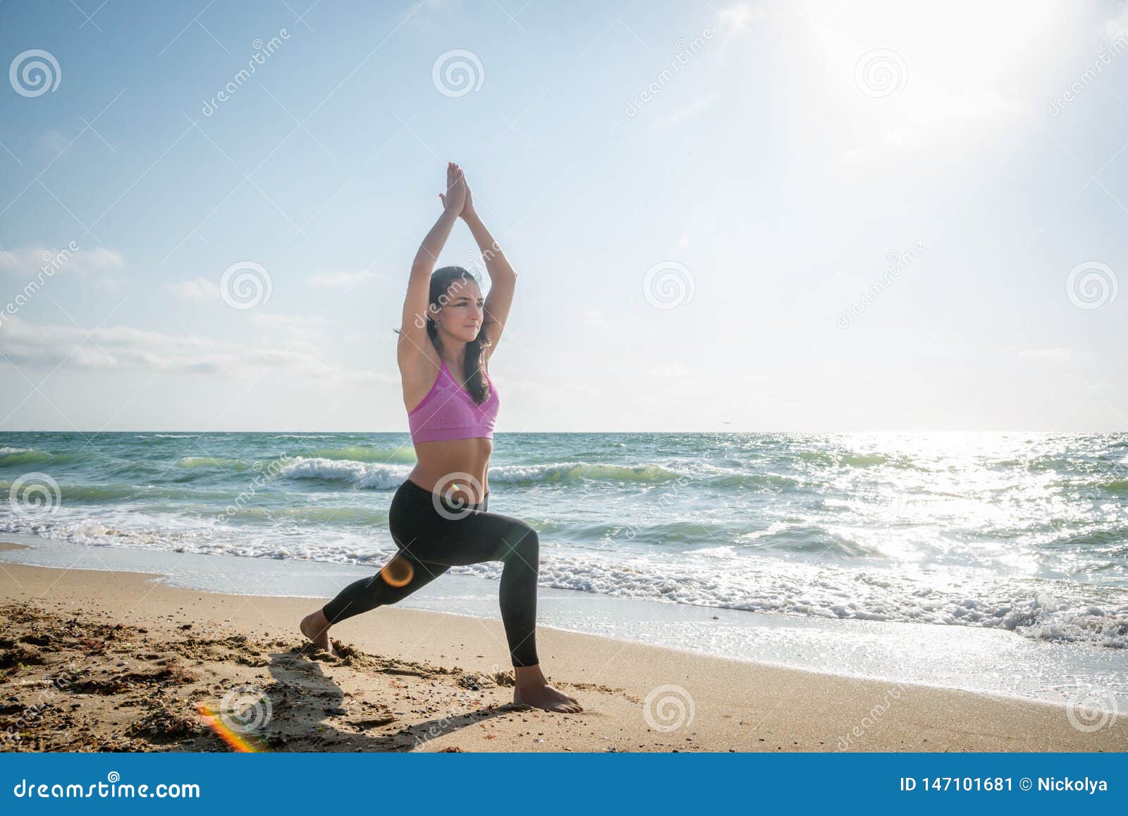 Fitness Girl Working Out on the Beach Stock Image - Image of adult ...