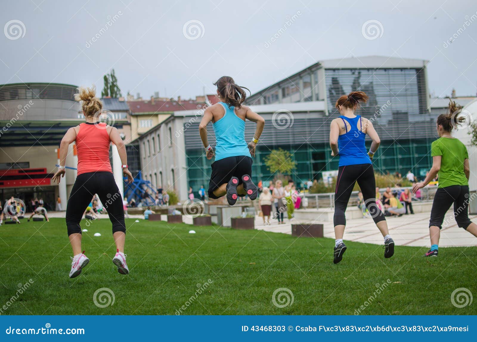 Fitness group jump editorial stock photo. Image of exercise - 43468303