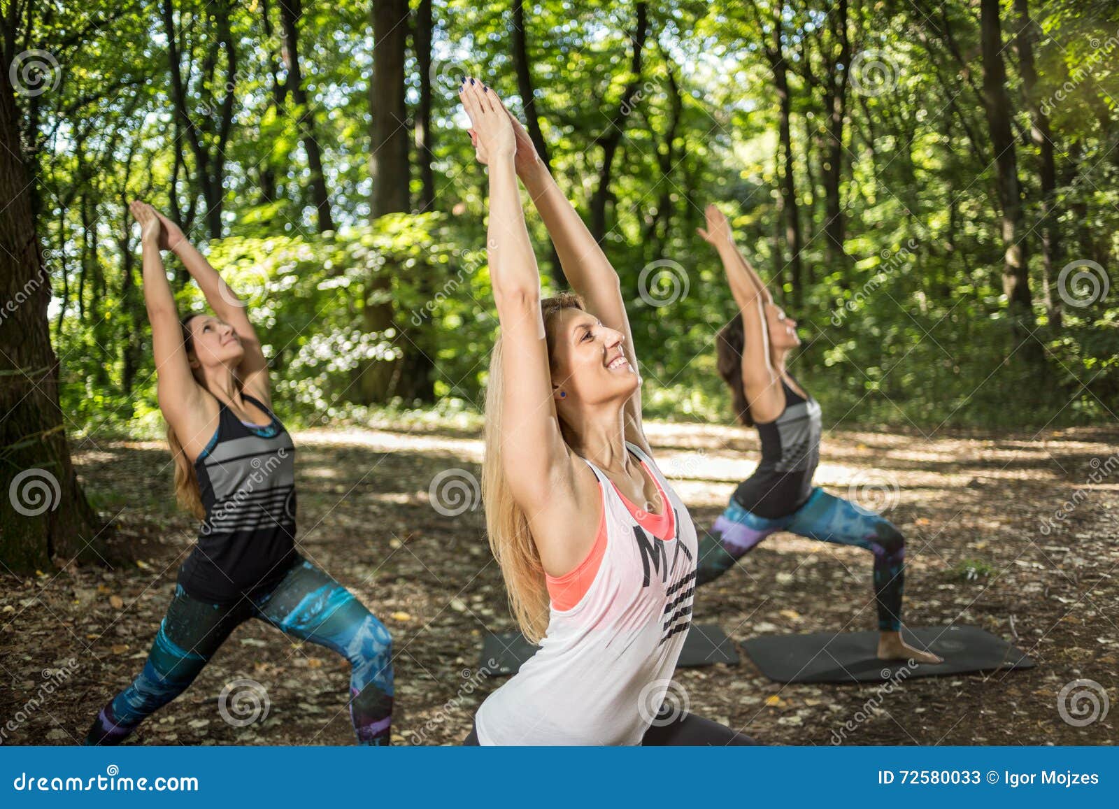 Fitness Group Practicing Yoga Outside Stock Image - Image of healthy ...