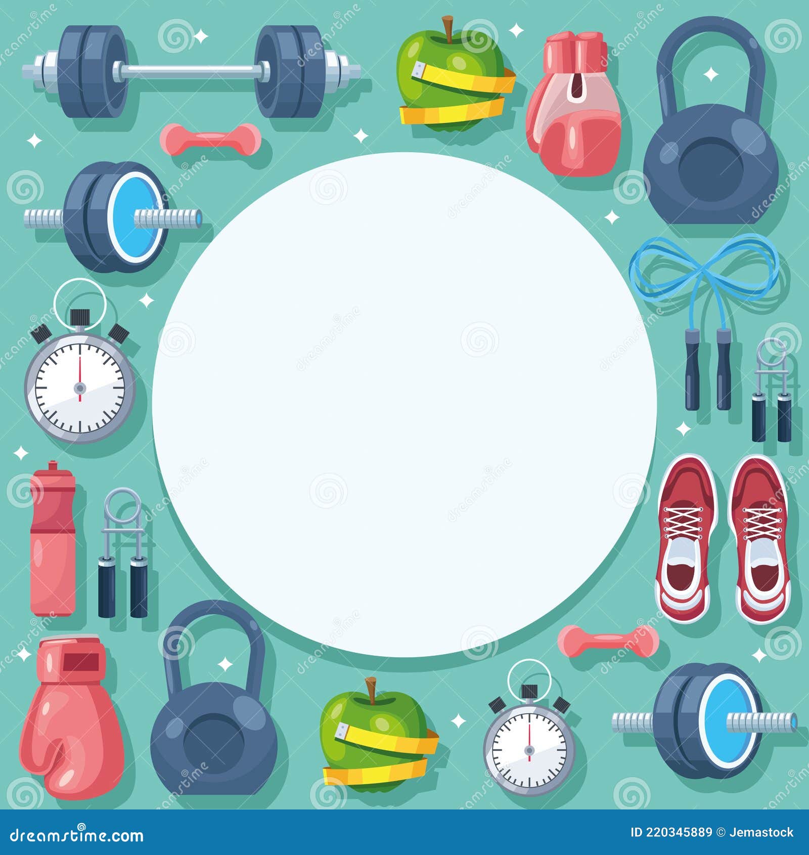 Fitness gym circular frame stock vector. Illustration of athletic ...