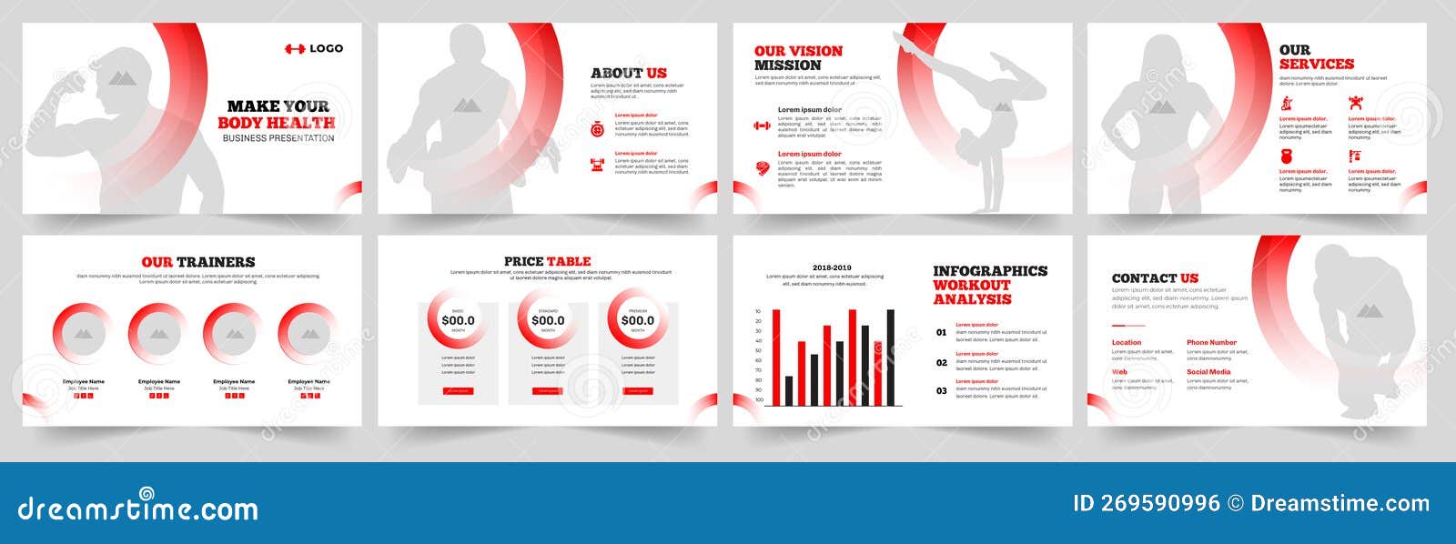 Fitness and Gym PowerPoint Presentation Template Stock Vector ...