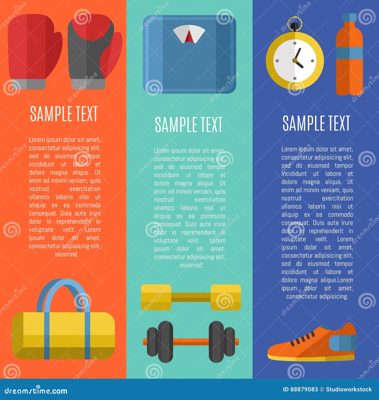 Fitness And A Healthy Lifestyle Banners Set Stock Illustration