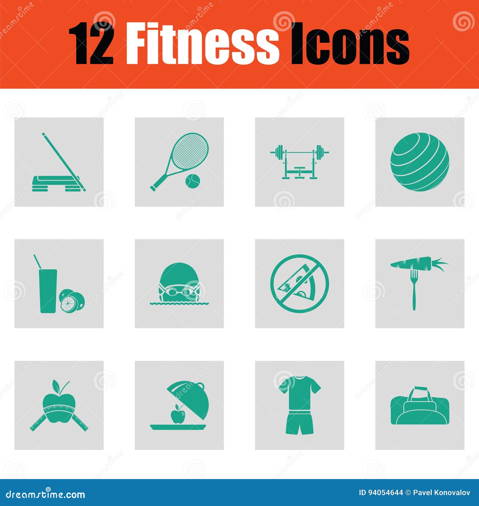 Fitness icon set stock vector. Illustration of frame - 94054644