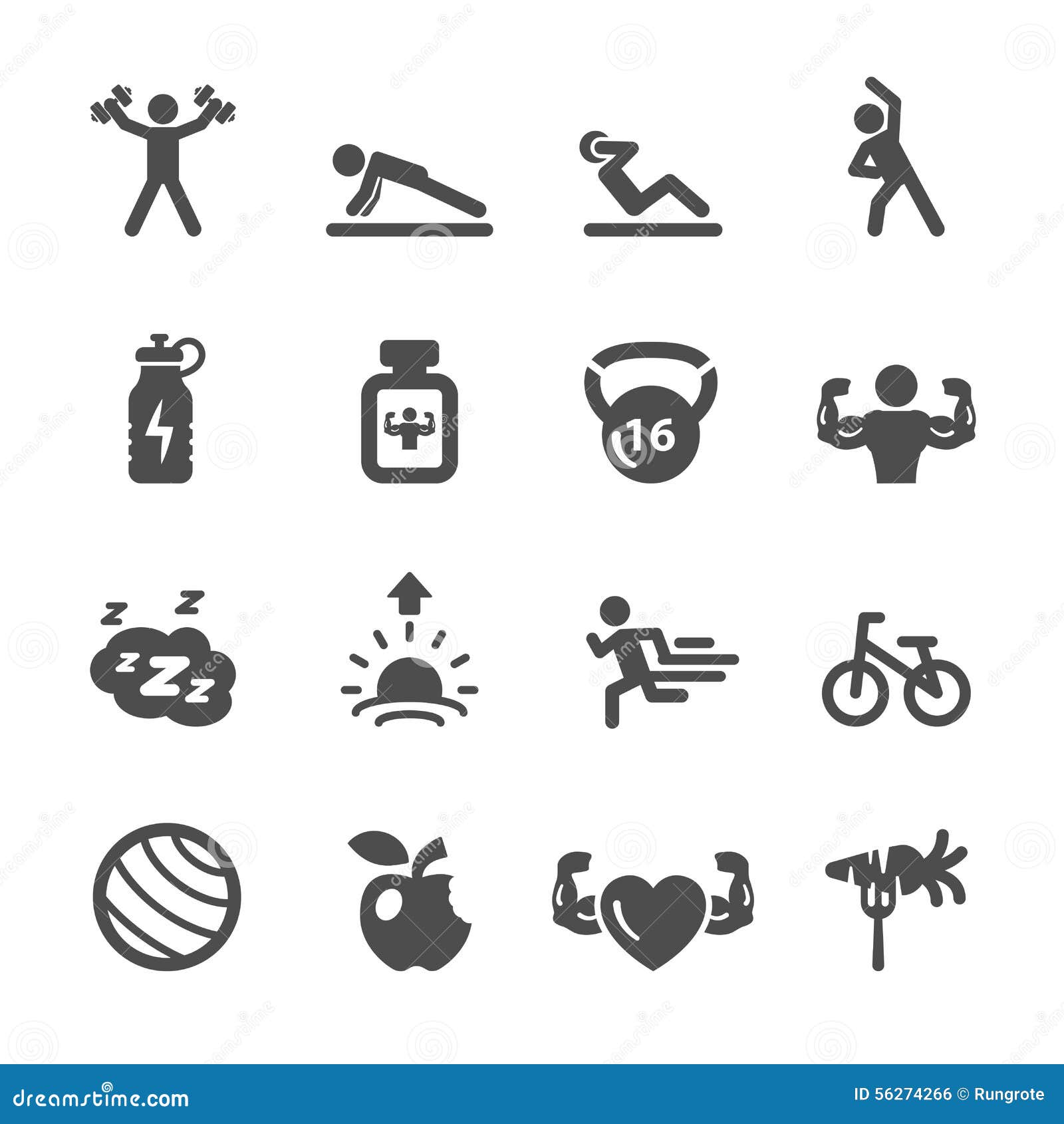 Fitness Icon Set 2, Vector Eps10 Stock Vector - Illustration of sleep ...