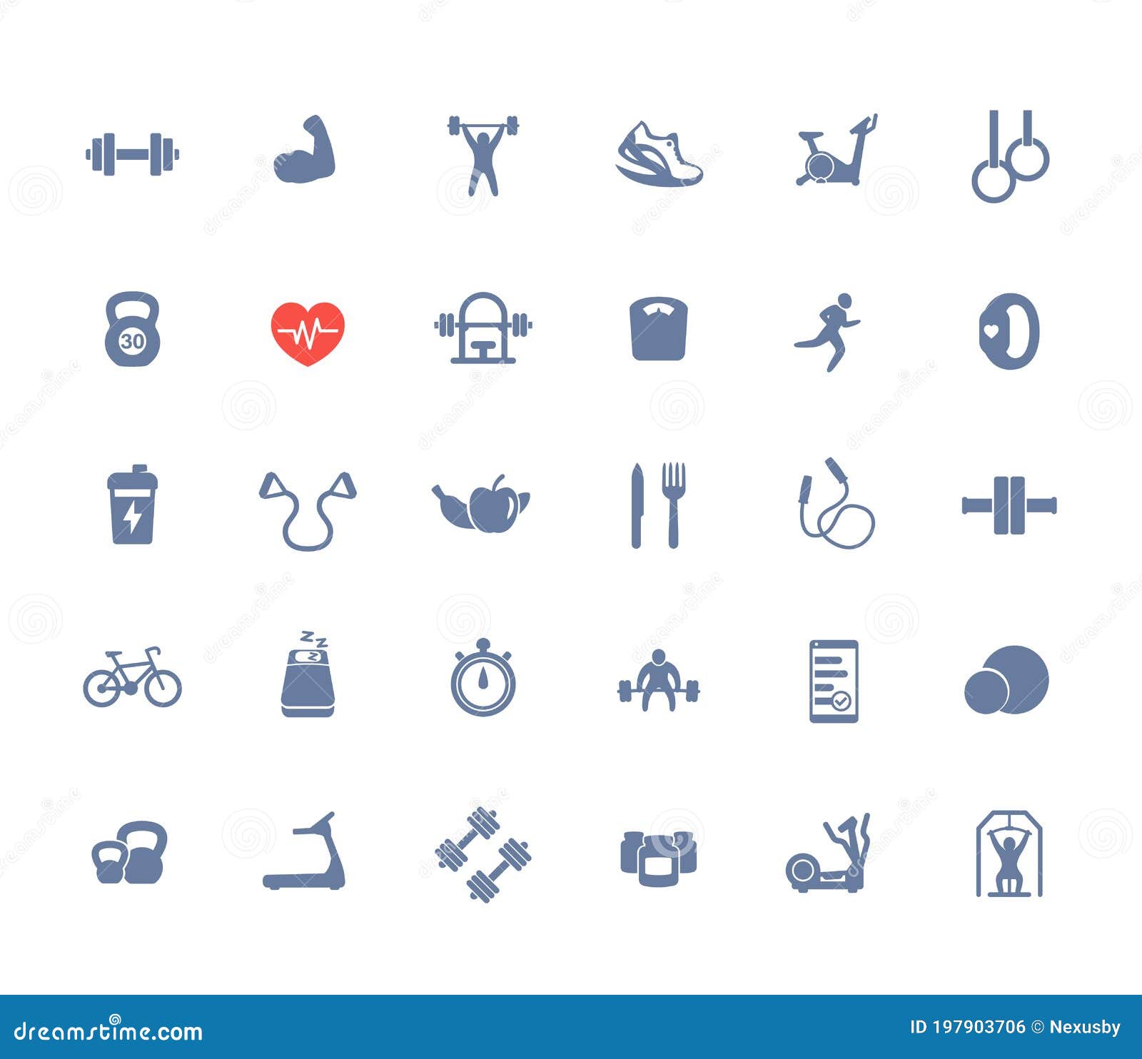 30 Fitness Icons, Gym, Workout, Training Stock Vector - Illustration of ...