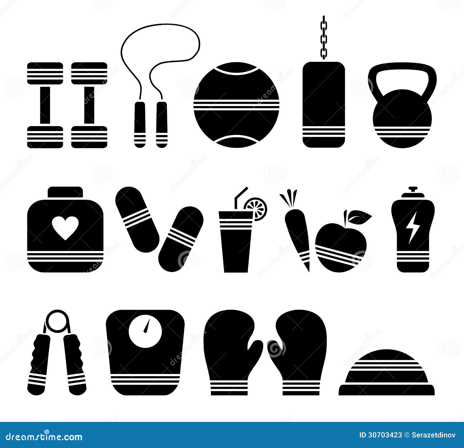 Fitness icons stock vector. Illustration of equipment - 30703423