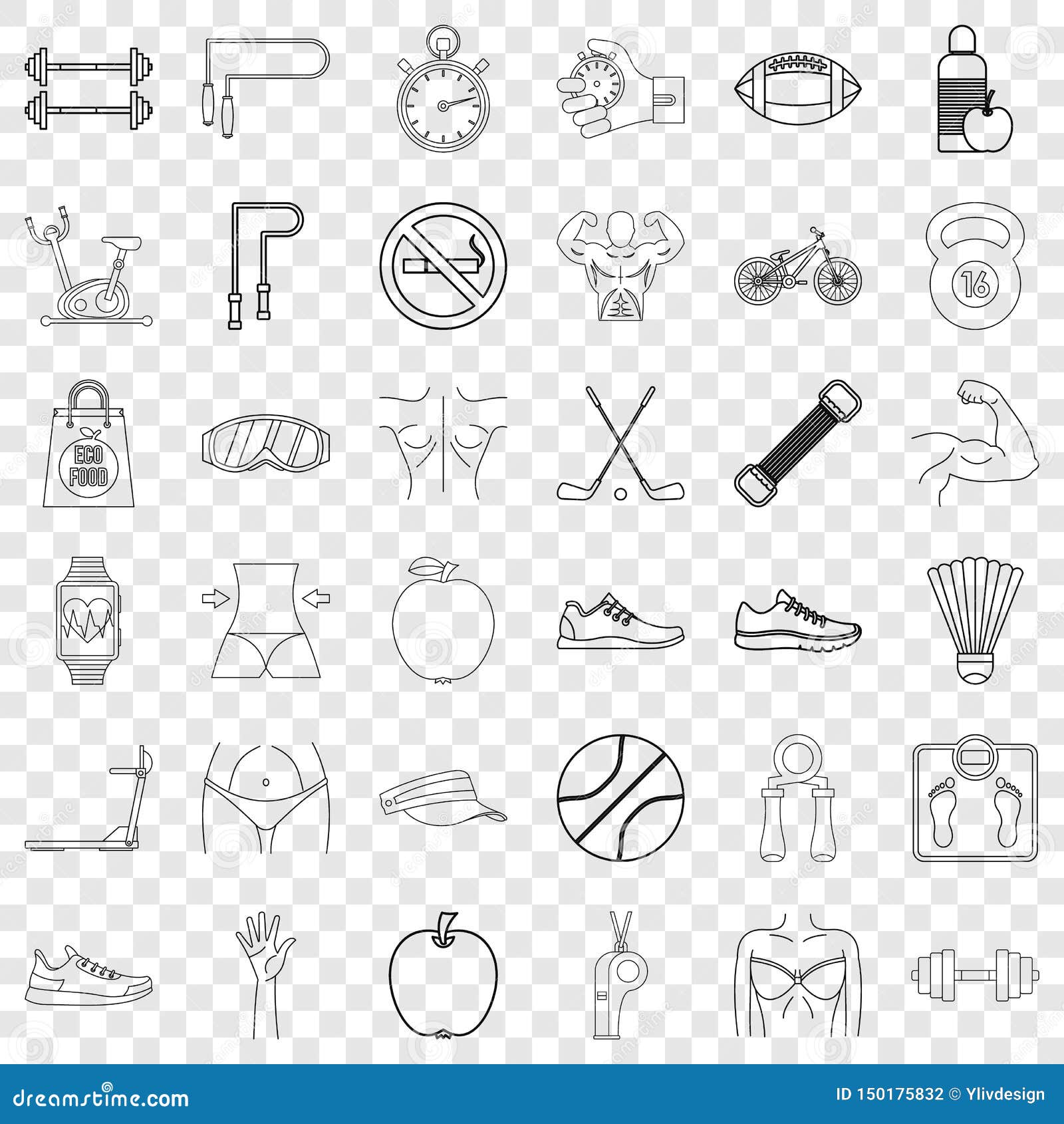 Fitness Icons Set, Outline Style Stock Vector - Illustration of line ... Fitness Icons Set, Outline Style Stock Vector - Illustration of line ...