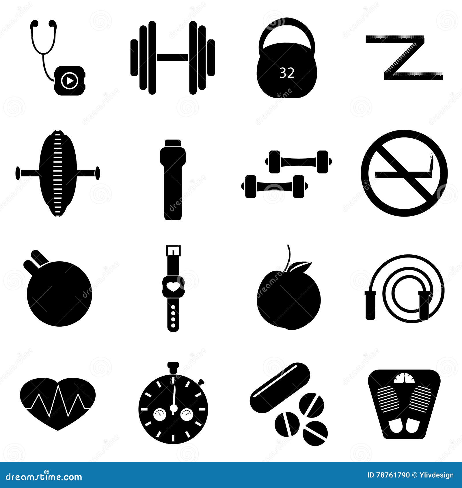 Fitness Icons Set, Simple Style Stock Vector - Illustration of detailed ...