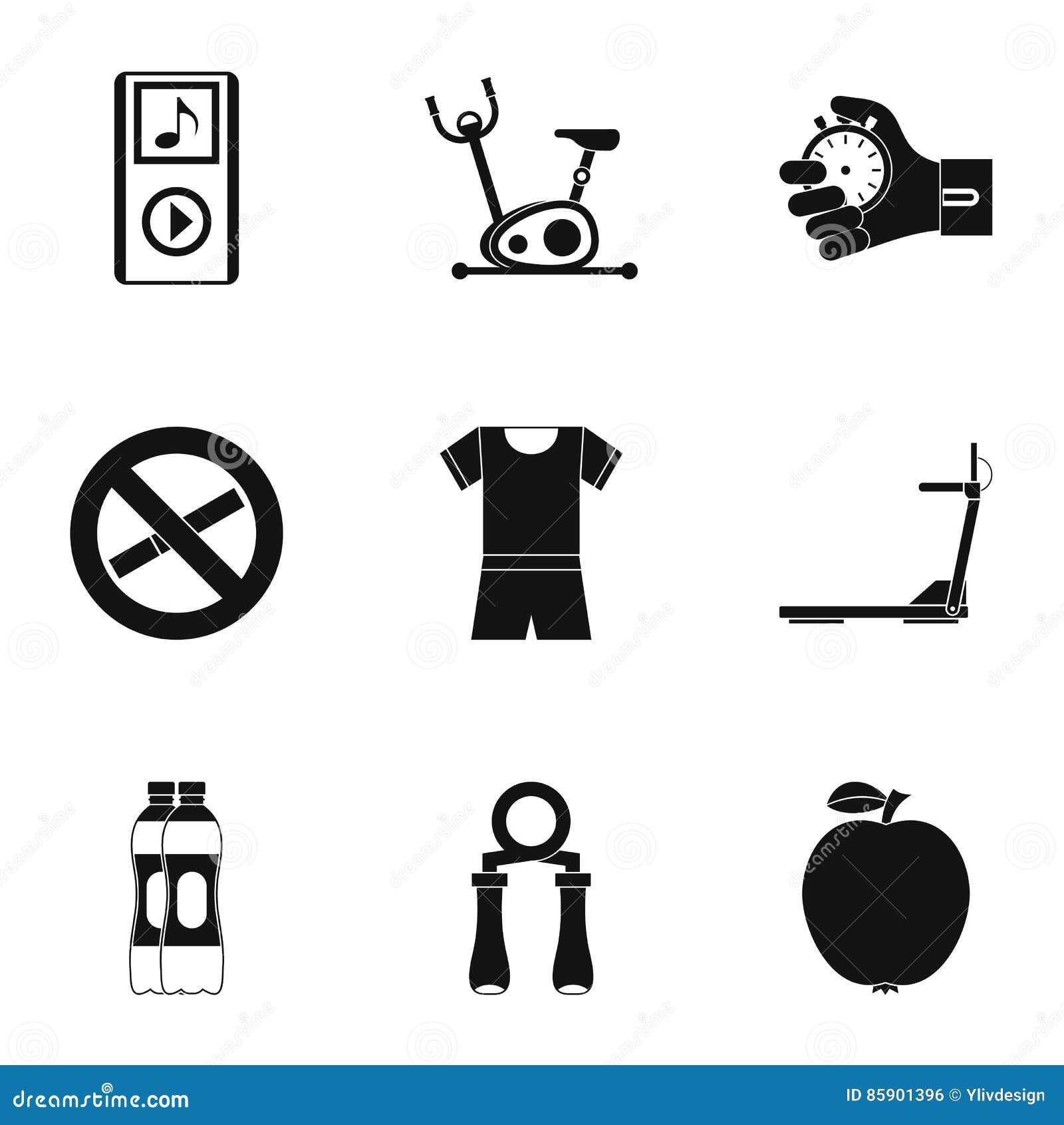 Fitness Icons Set, Simple Style Stock Vector - Illustration of object ...