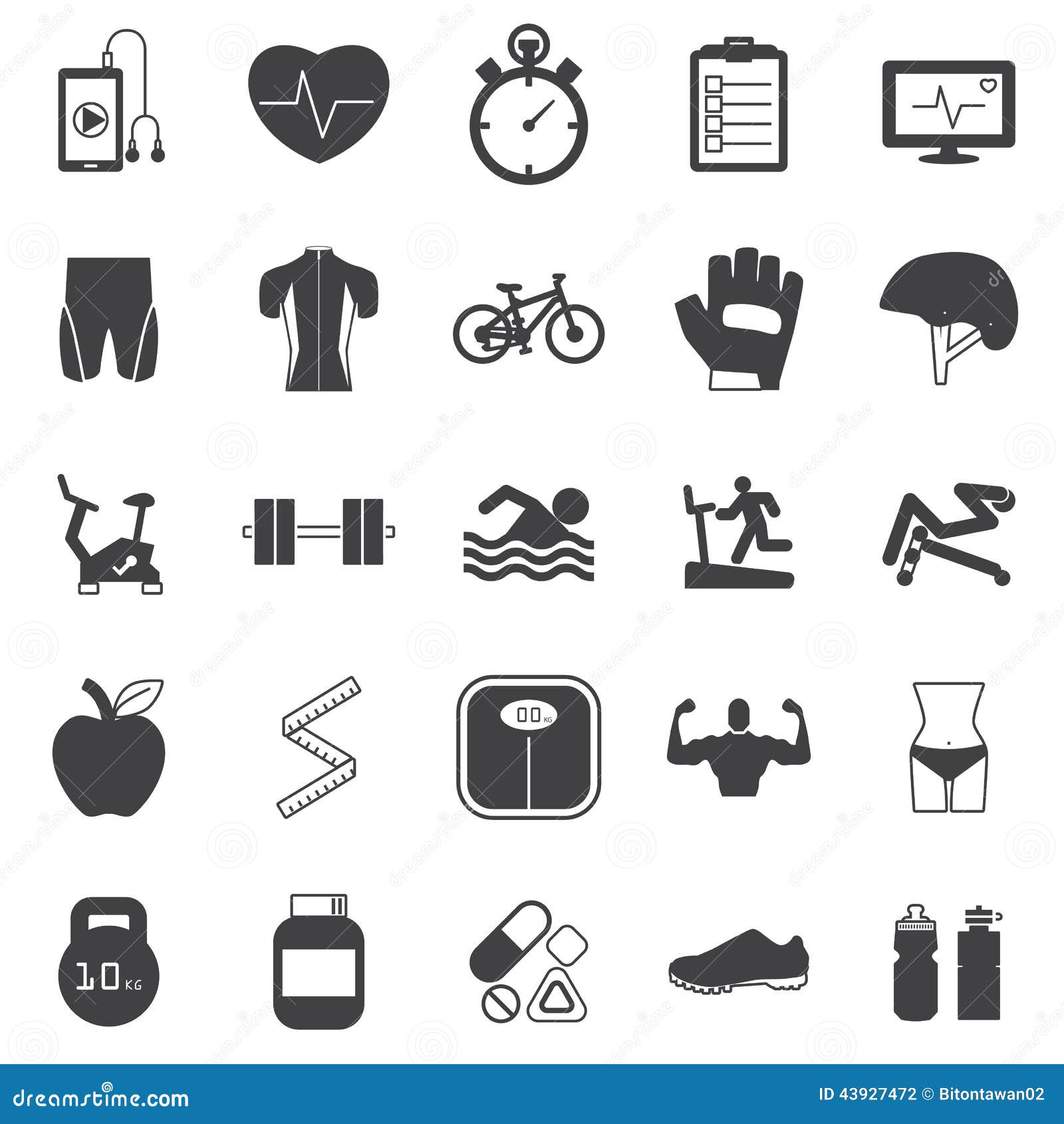 Fitness Icons set stock vector. Illustration of bodybuilder - 43927472