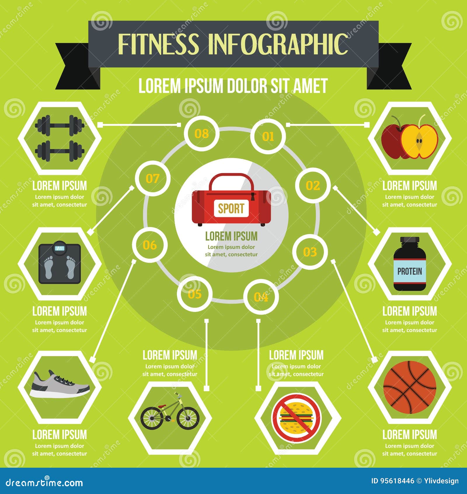 Fitness Infographic Concept, Flat Style Stock Vector - Illustration of ...